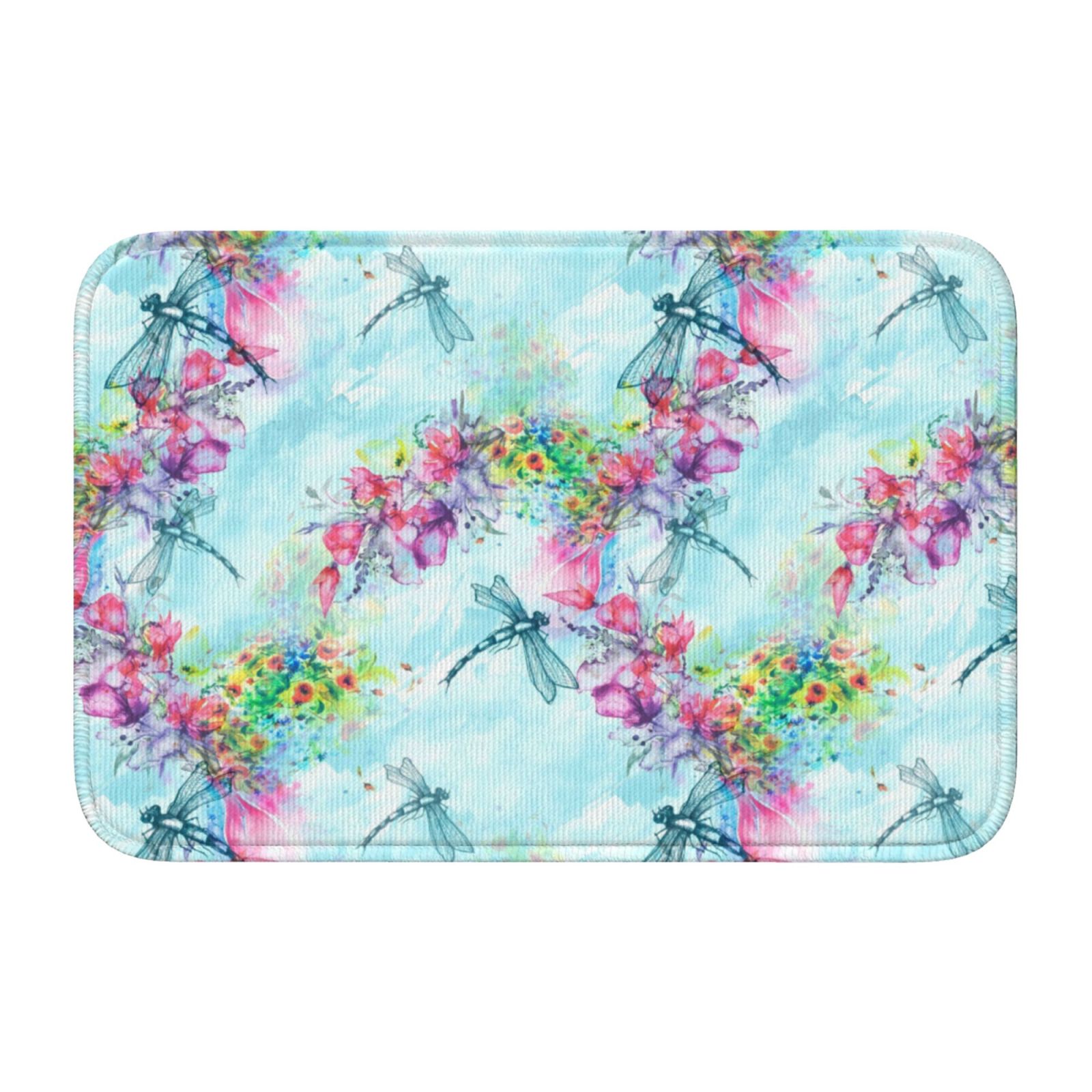 Matuu Dragonfly Floral for Premium 40x60cm Mat Outdoor Entrance Welcome ...