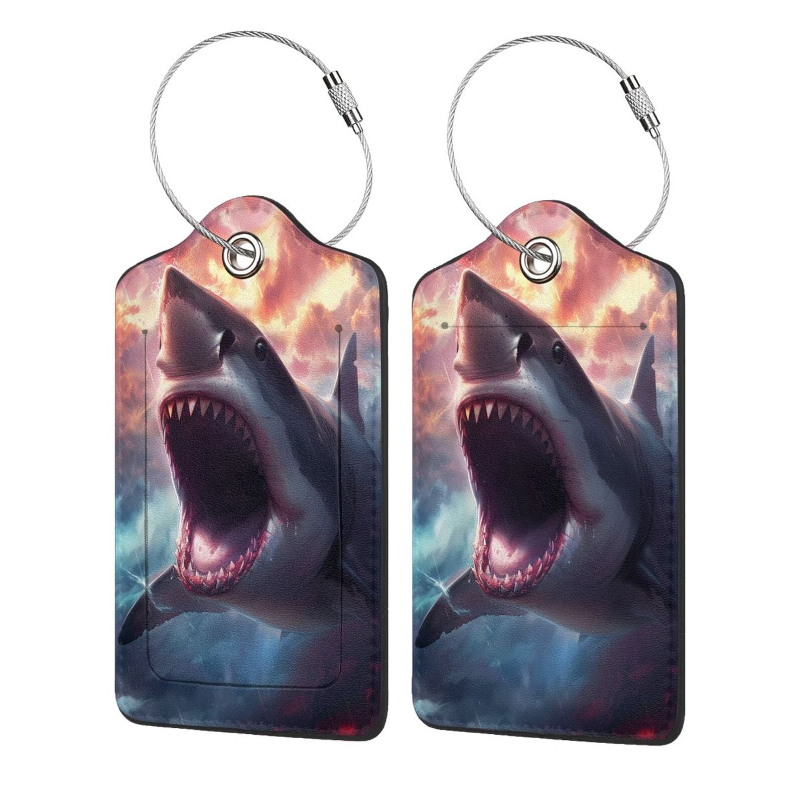 Matuu Dramatic Shark Attack for Leather Luggage Tag Privacy Cover ID ...