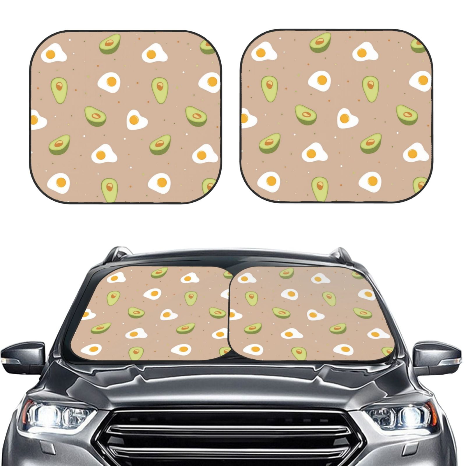 Matuu Egg and Avocado 2 Piece Car Windshield Sun Shade Foldable | Front ...
