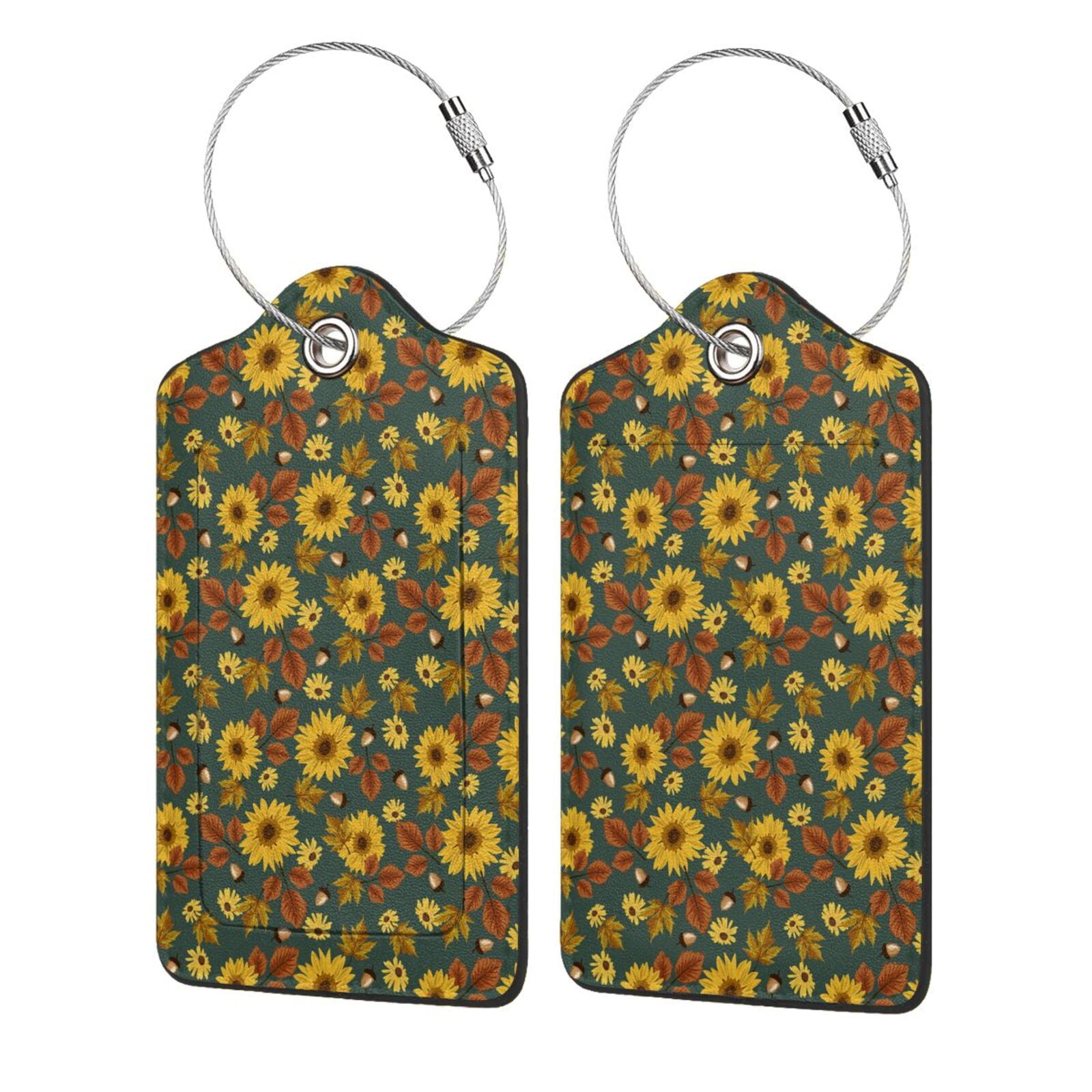 Matuu Fall Daisy Leaf Nuts for Leather Luggage Tag Privacy Cover ID ...