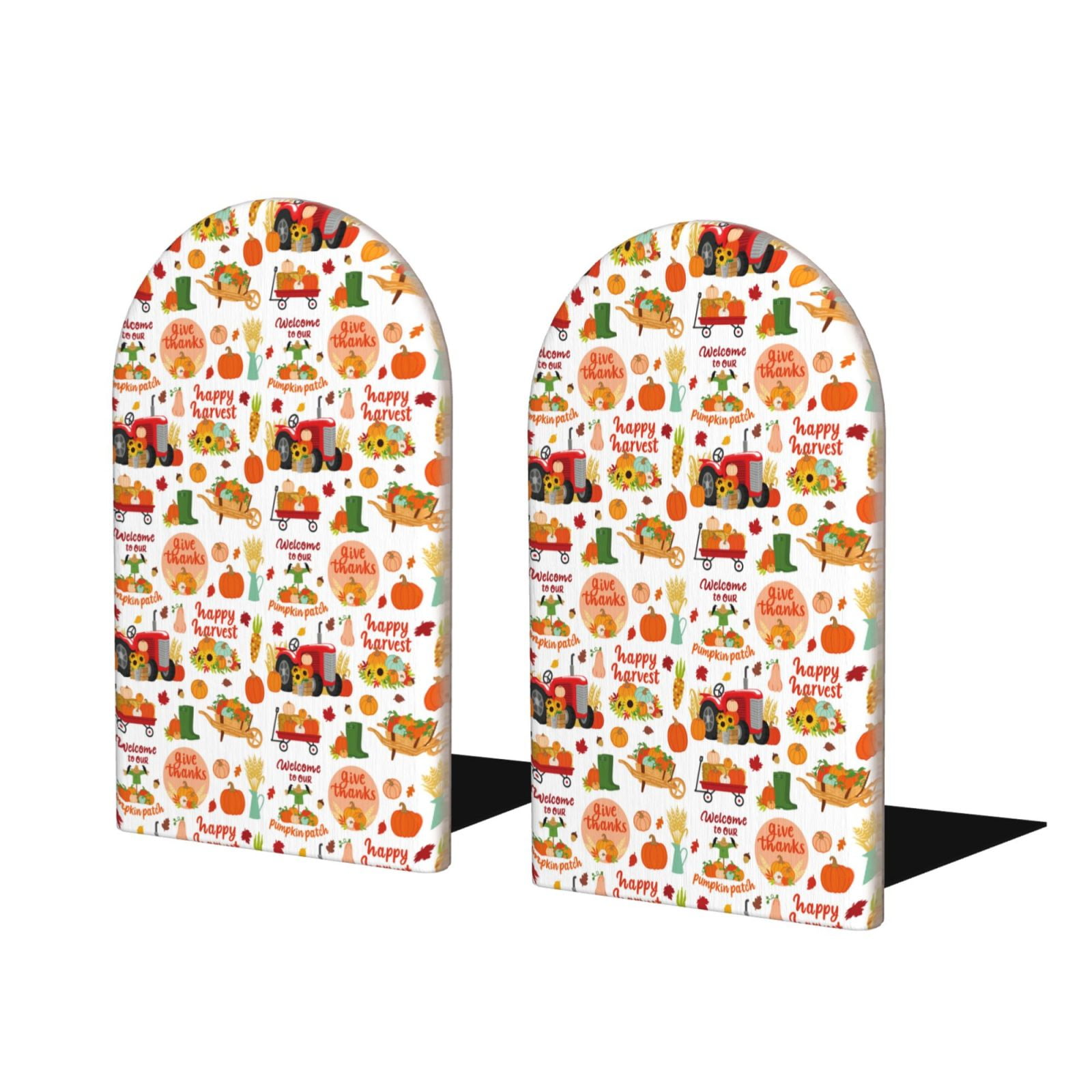 Matuu Fall Farm Pumpkin for Bookends 1 Pair, Non-Skid Bookend for ...