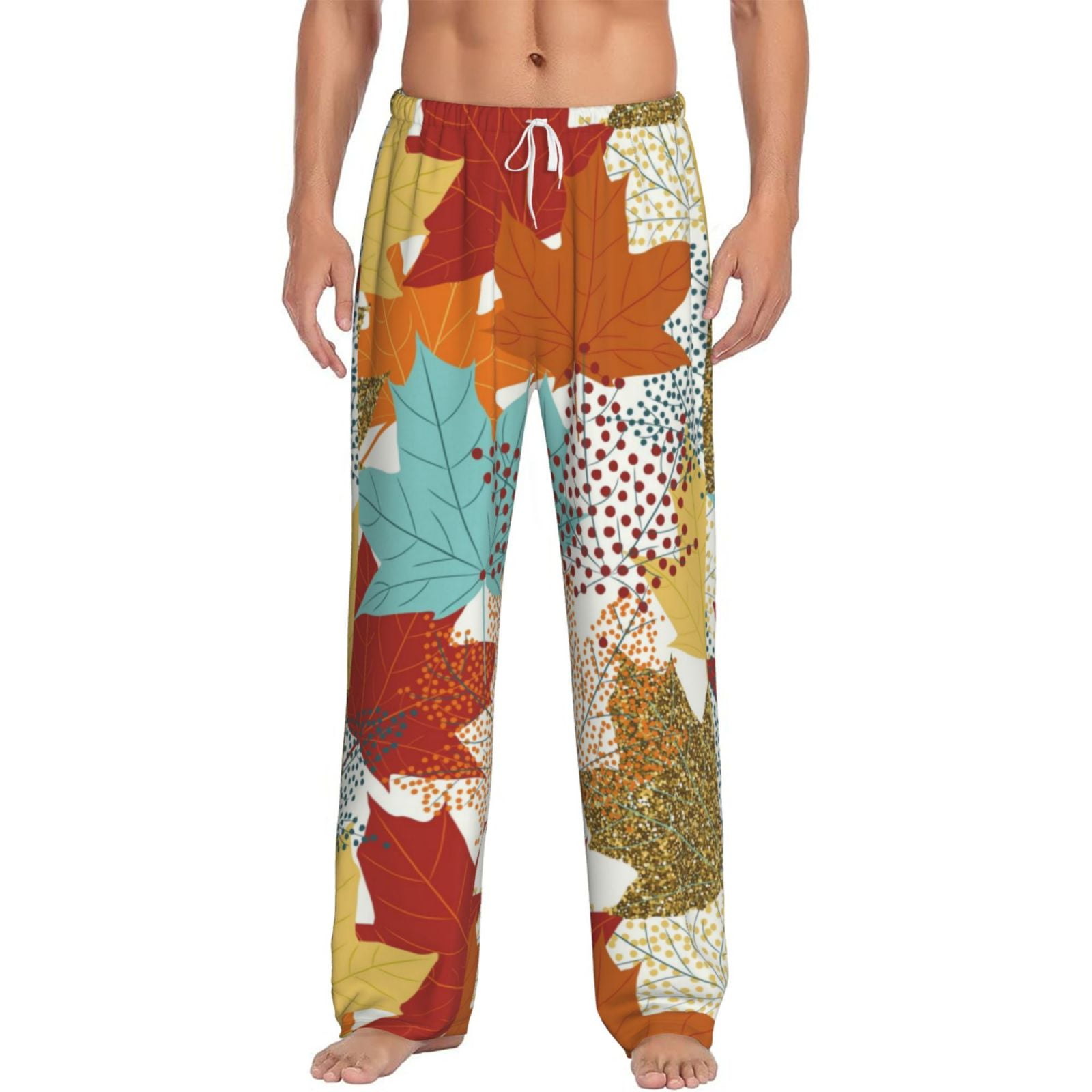 Matuu Fall Maple Leaves for Men's long straight-leg pajama pants ...