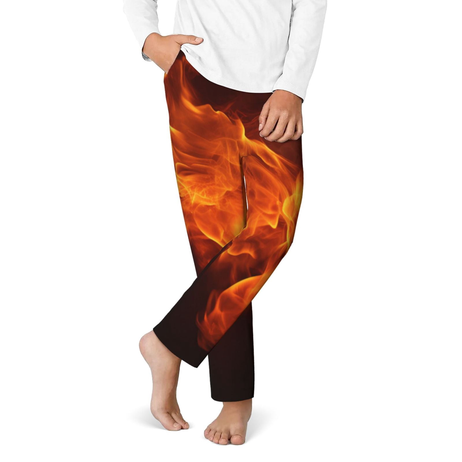 Matuu Fiery Orange Flames Energy for Casual pants for teens Teen lounge ...