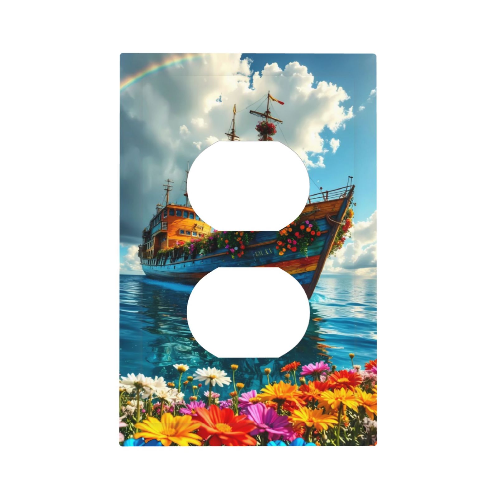 Matuu Floral Ship On Ocean for Modern Decorative Wall Plate Switch ...