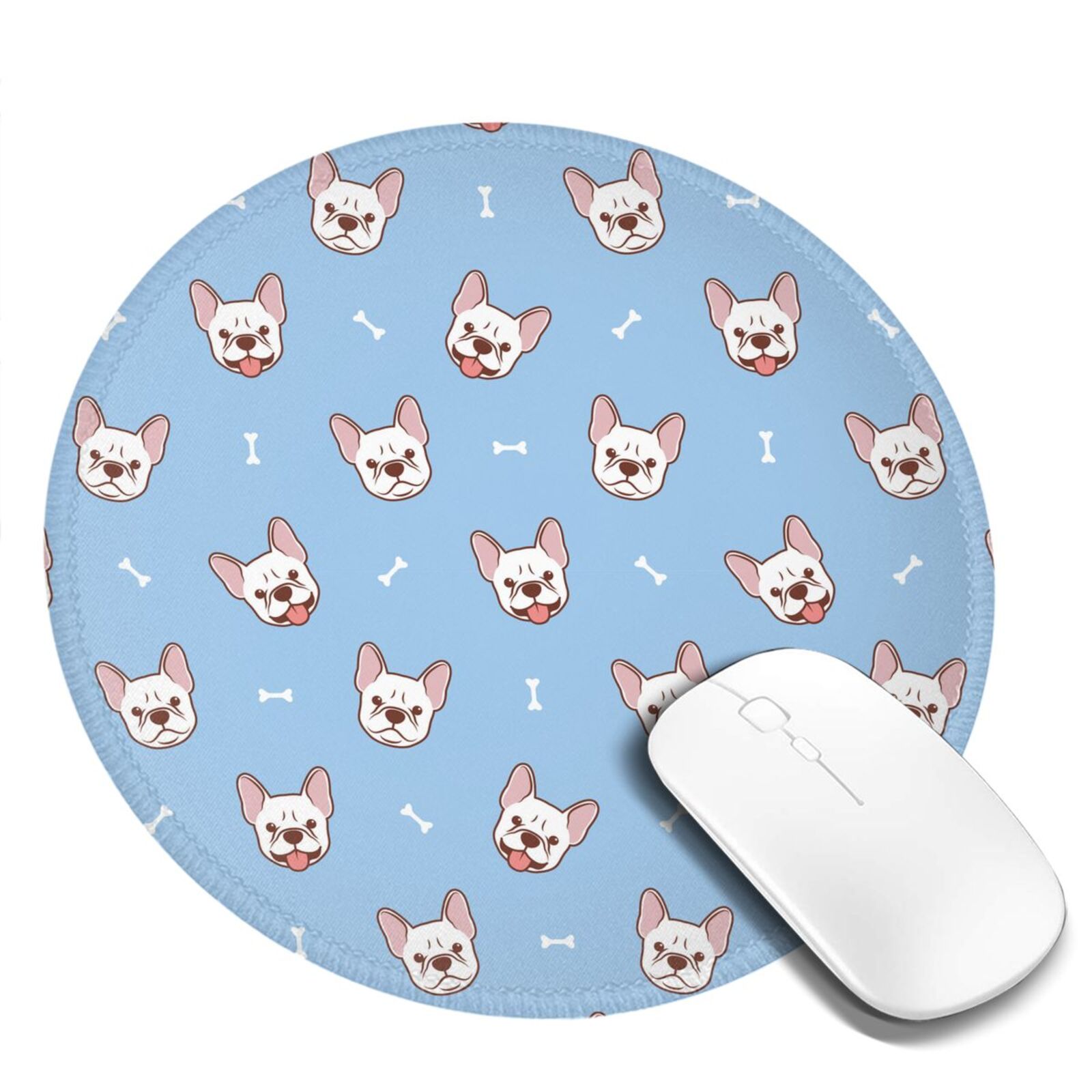 Matuu French Bulldog Head Printed Round Mouse Pad, Non-Slip Ergonomic ...
