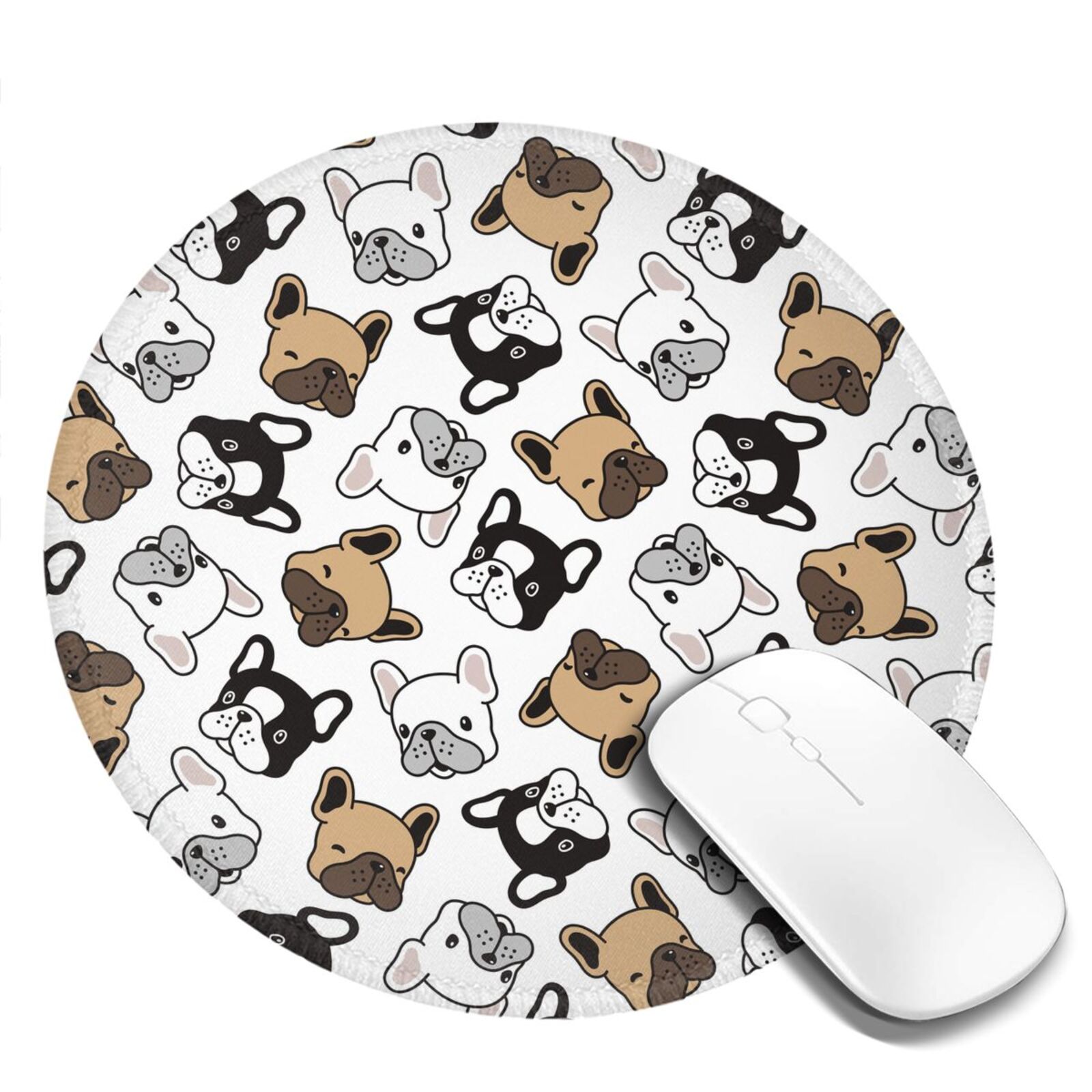 Matuu French Bulldog3 Printed Round Mouse Pad, Non-Slip Ergonomic Mouse ...