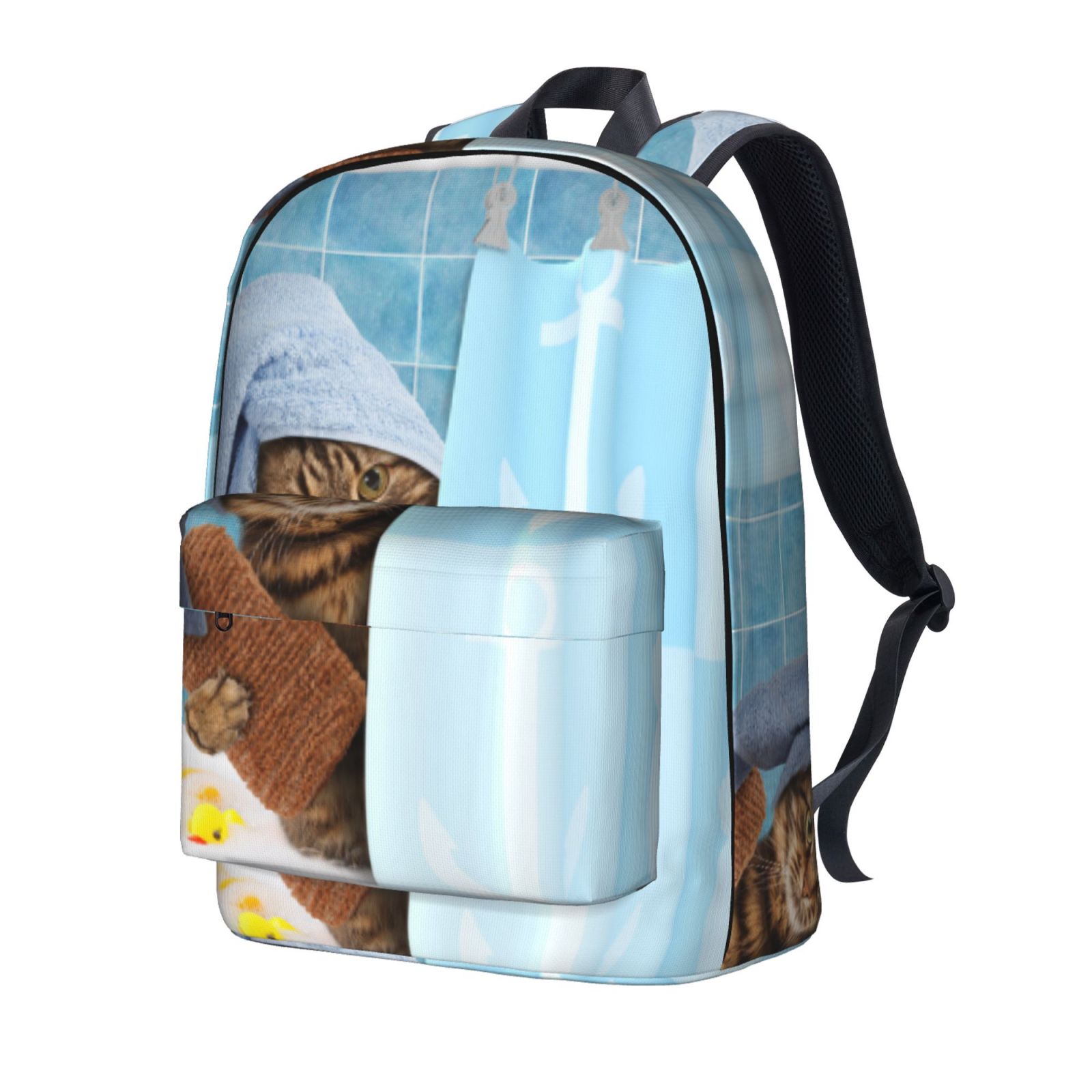 Matuu Funny Cat Taking a Bath for Durable Backpack for Men and Women ...