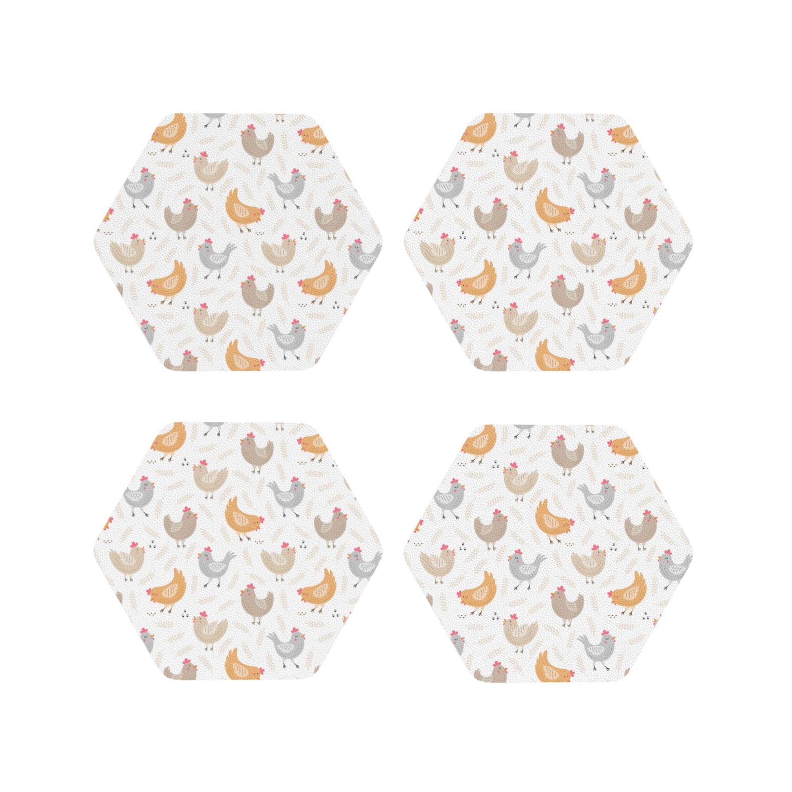 Matuu Funny Chicken for Cup Coasters Set of 4 Leather Coasters Desk ...