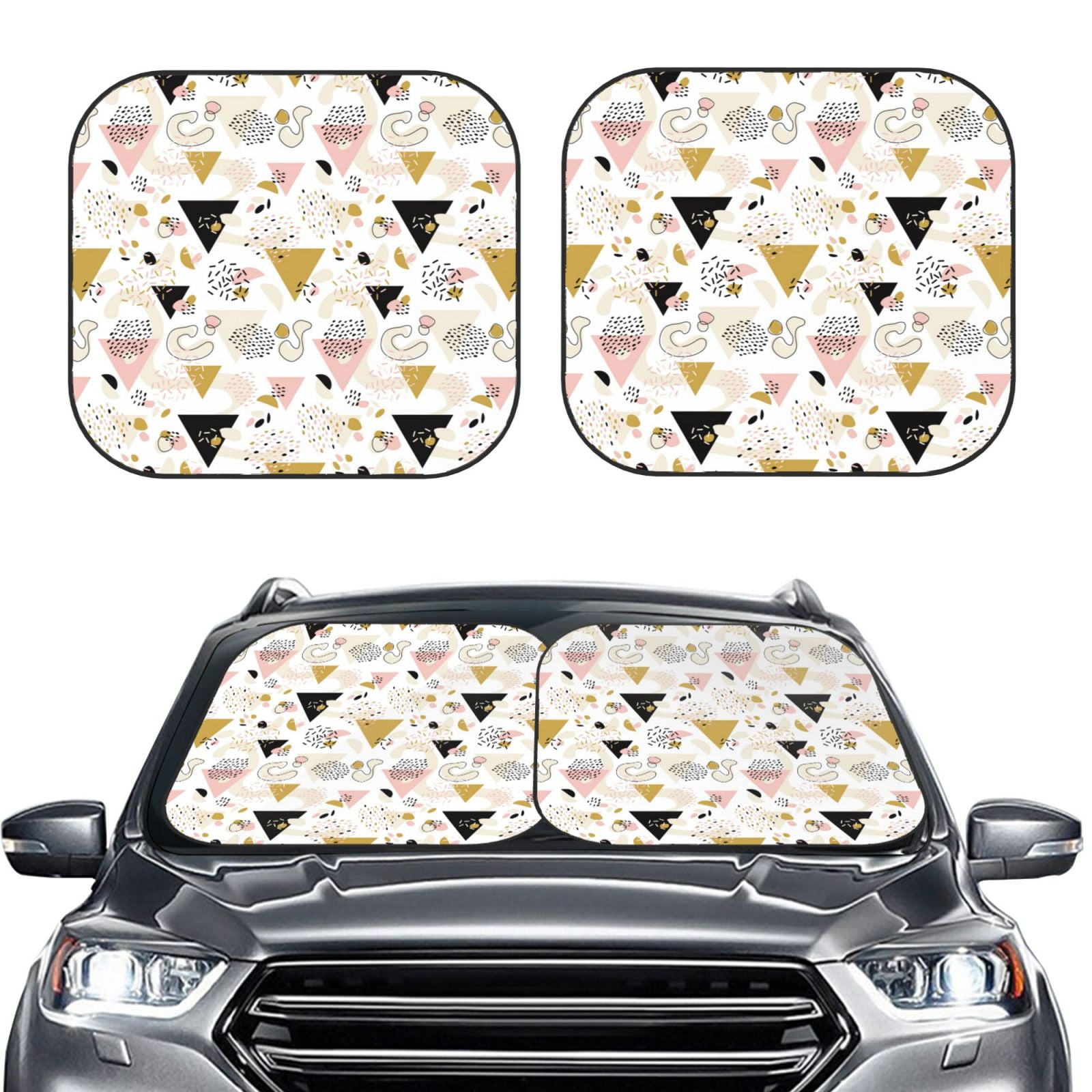 Matuu Geometric Triangle Print 2 Piece Car Windshield Sun Shade ...
