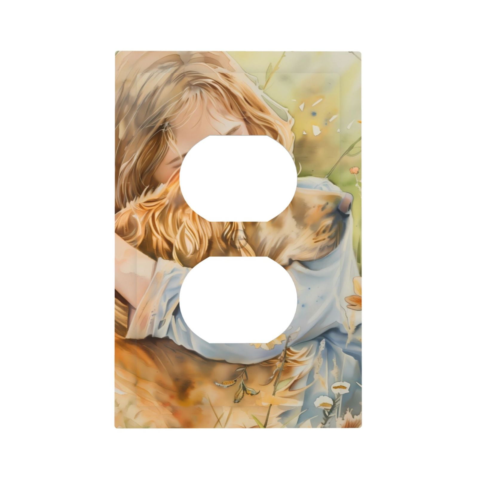 Matuu Girl Hugging Dog Flowers for Modern Decorative Wall Plate Switch ...