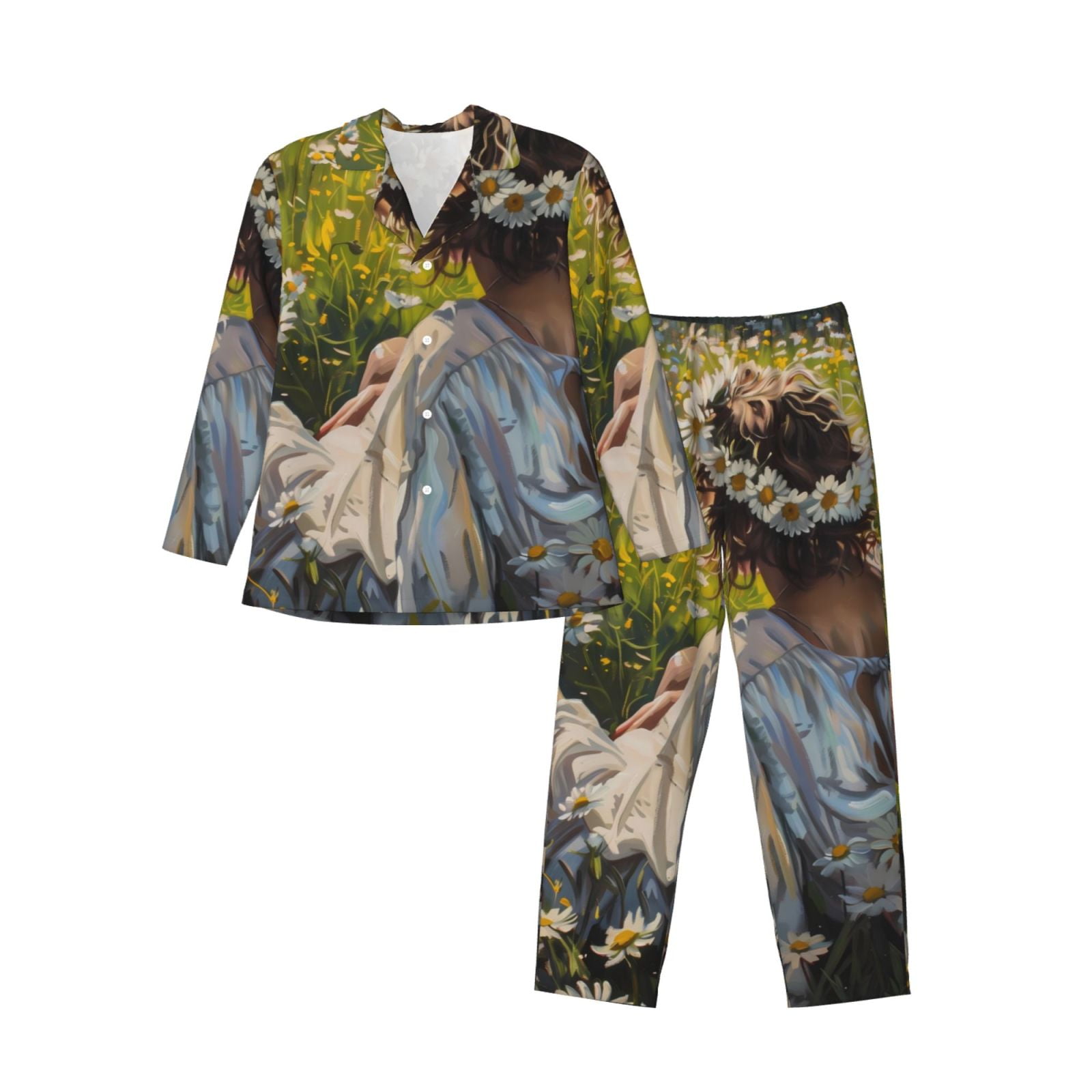 Matuu Girl In Field Of Daisies for Pajamas for Men Pjs Sets Men's Long ...