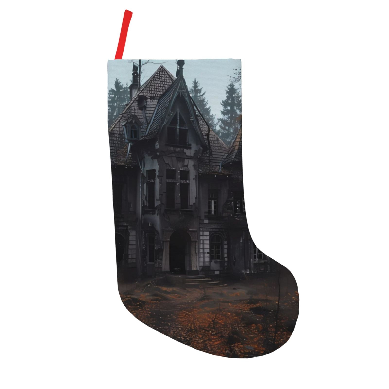 Matuu Gloomy Mansion Forest Scene for 18" Christmas Stocking Classic ...