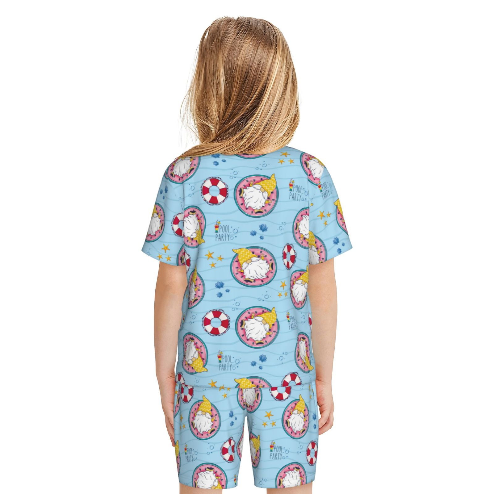 Matuu Gnome Pool Party for Short-Sleeved Pajama Set for Kids Soft ...