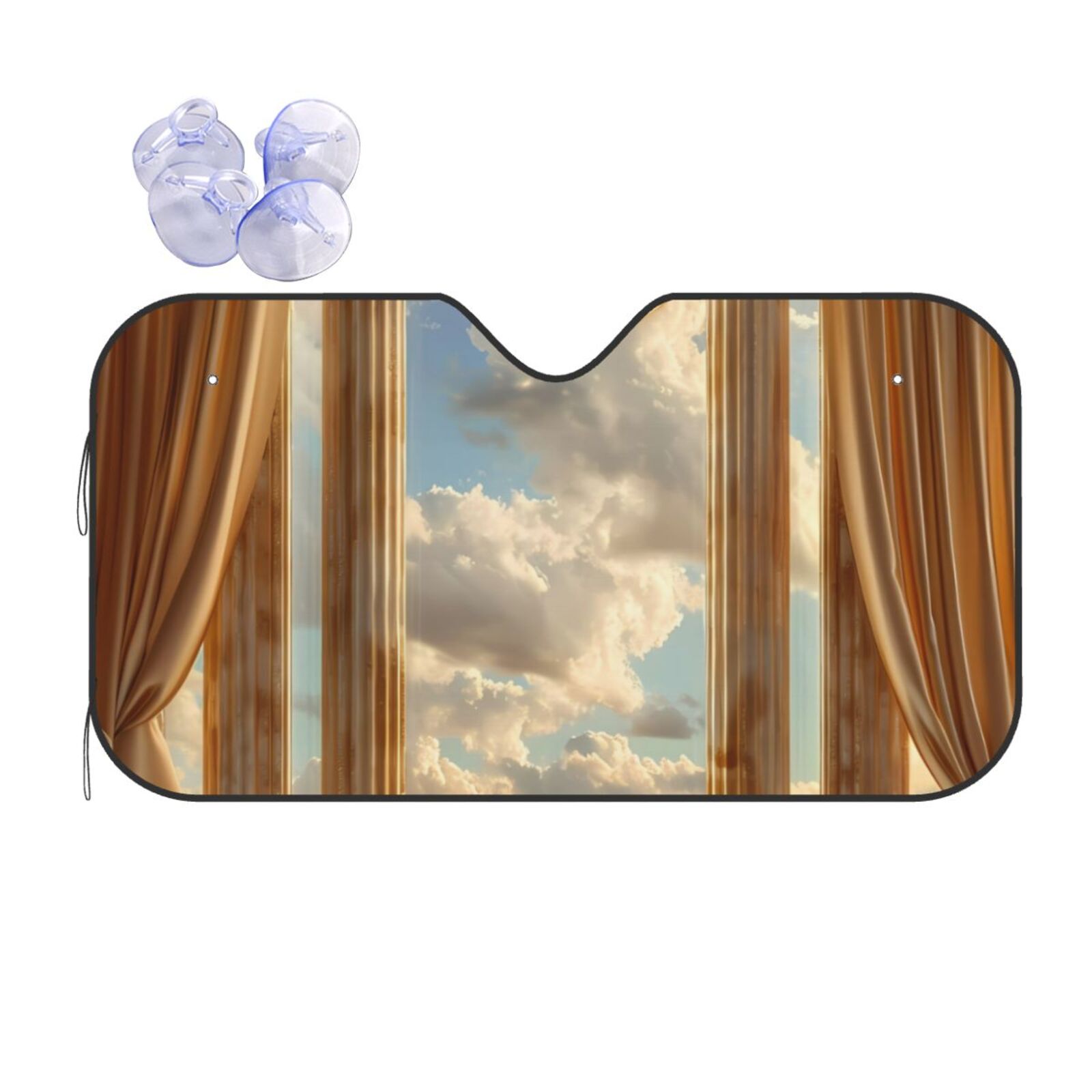 Matuu Golden Drapes Pillars Clouds Print Foldable Front Window Car ...