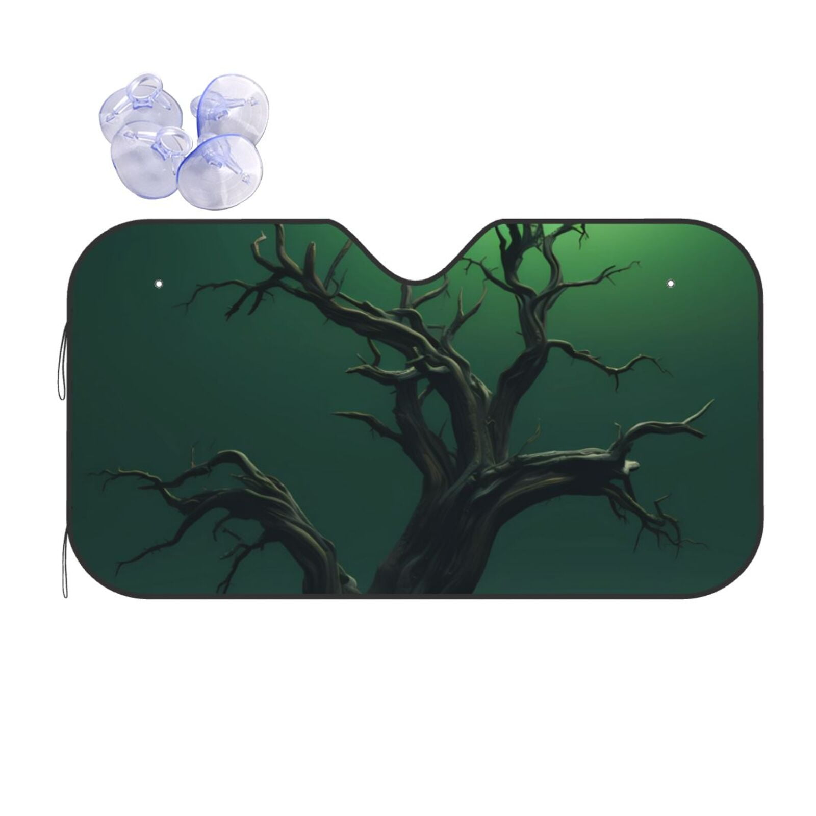 Matuu Green Night Sky Moon Branches Print Foldable Front Window Car ...