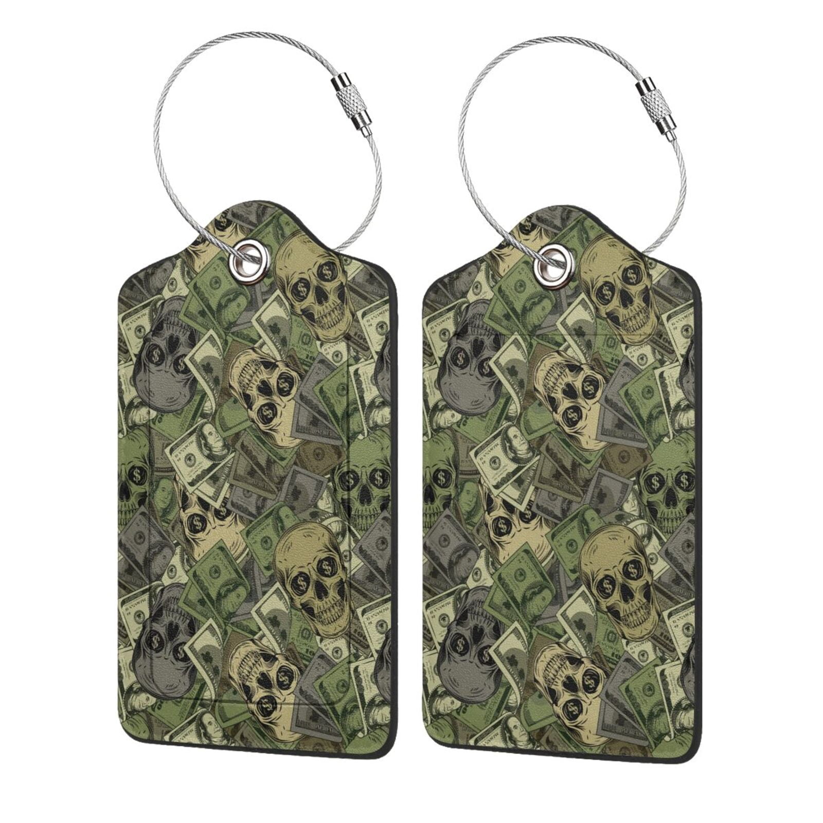 Matuu Green Skulls for Leather Luggage Tag Privacy Cover ID Label with ...