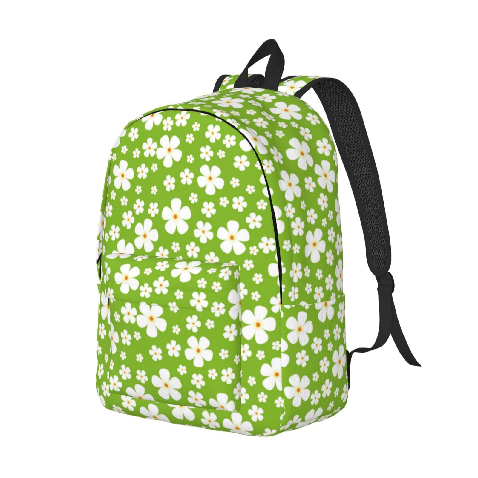 Matuu Green White Flowers for Canvas College Backpack for Men and Women ...