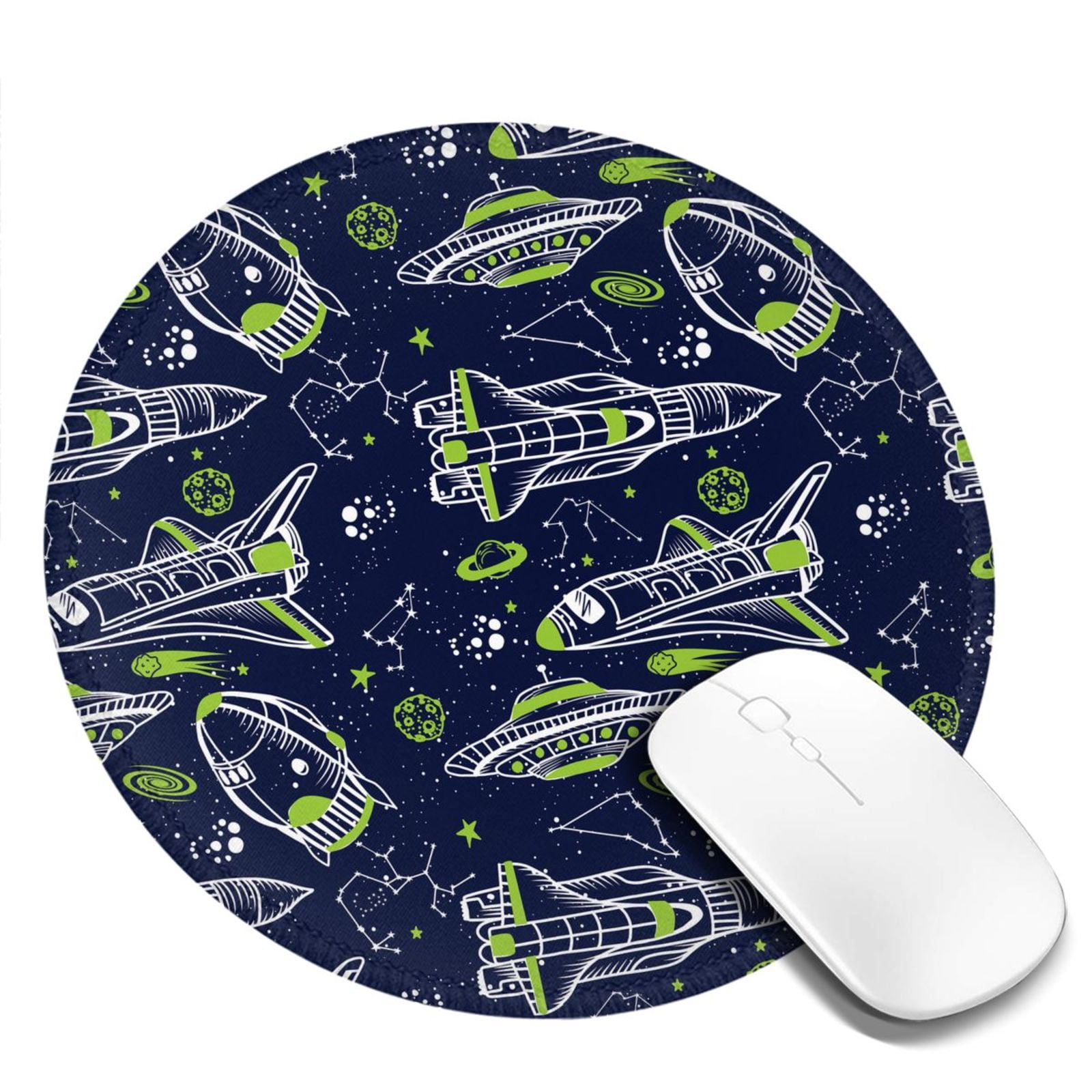 Matuu Hand Drawn Rockets Printed Round Mouse Pad, Non-Slip Ergonomic ...