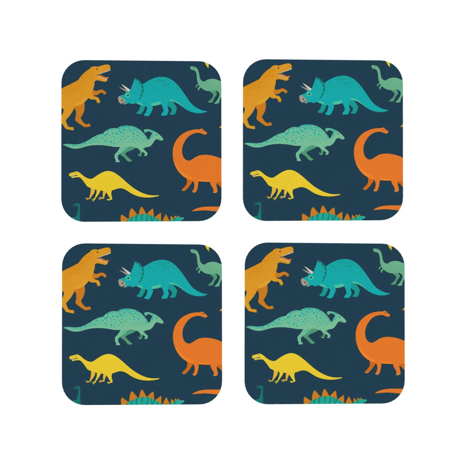 Matuu Hand Drawn Seamless for Cup Coasters Set of 4 Leather Coasters ...