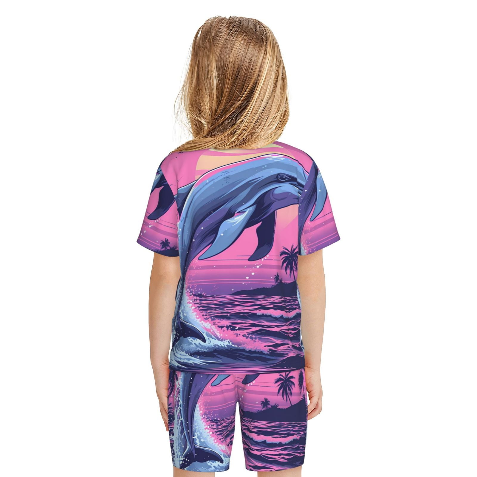 Matuu Hawaiian Beach Dolphin for Short-Sleeved Pajama Set for Kids Soft ...