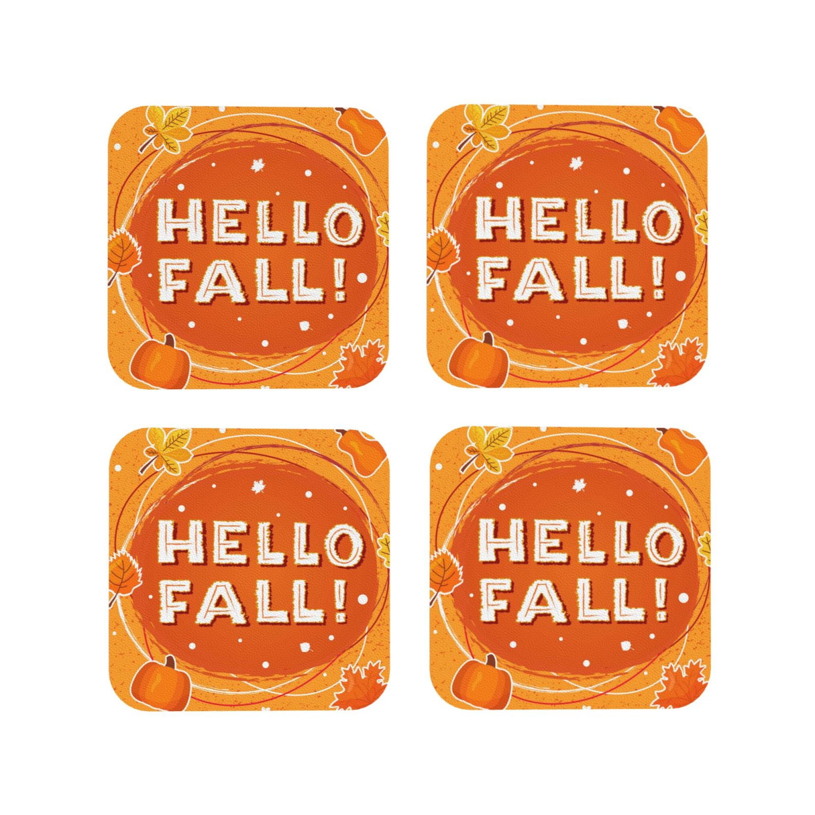 Matuu Hello Fall 1 for Cup Coasters Set of 4 Leather Coasters Desk ...