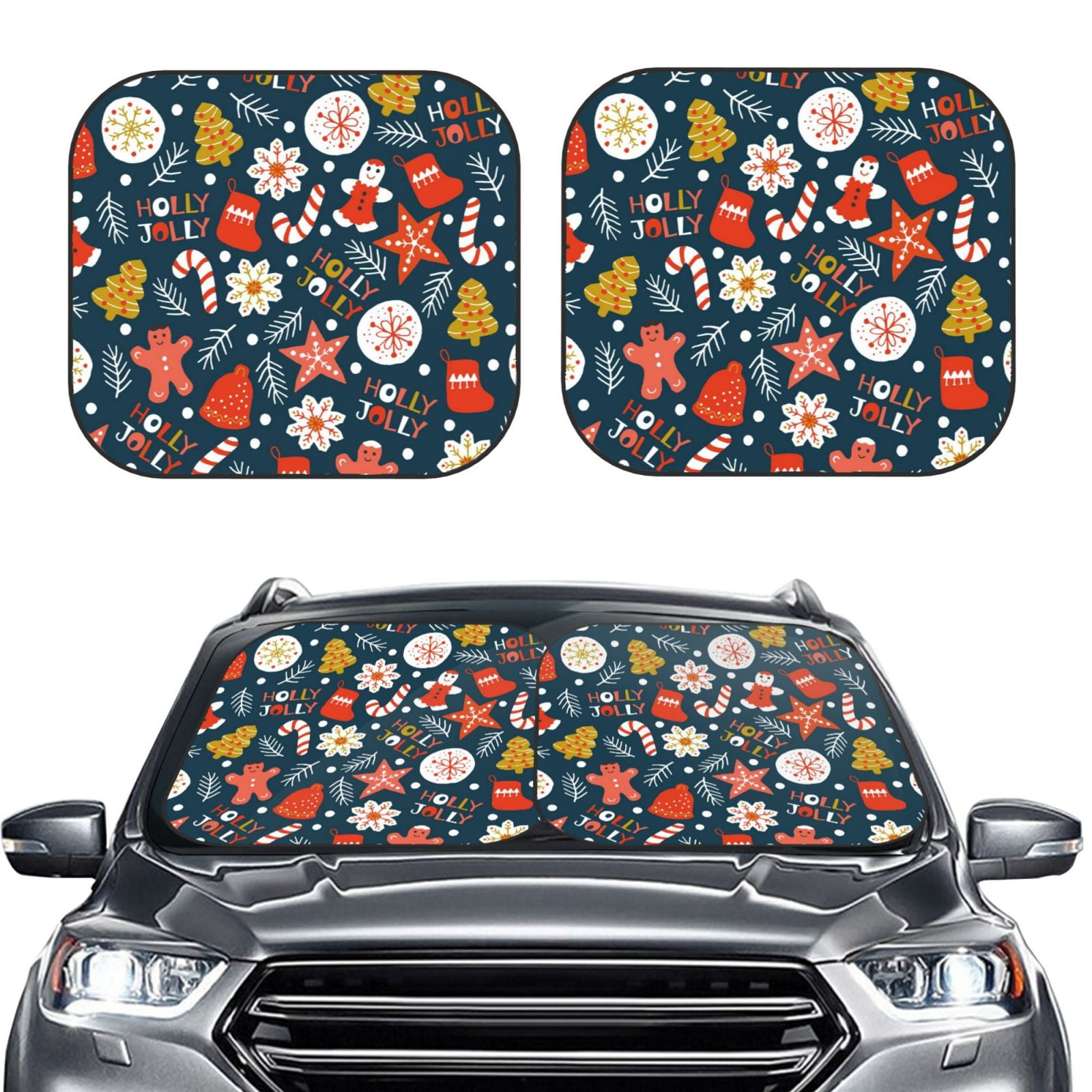 Matuu Holiday Christmas Cookies 2 Piece Car Windshield Sun Shade ...