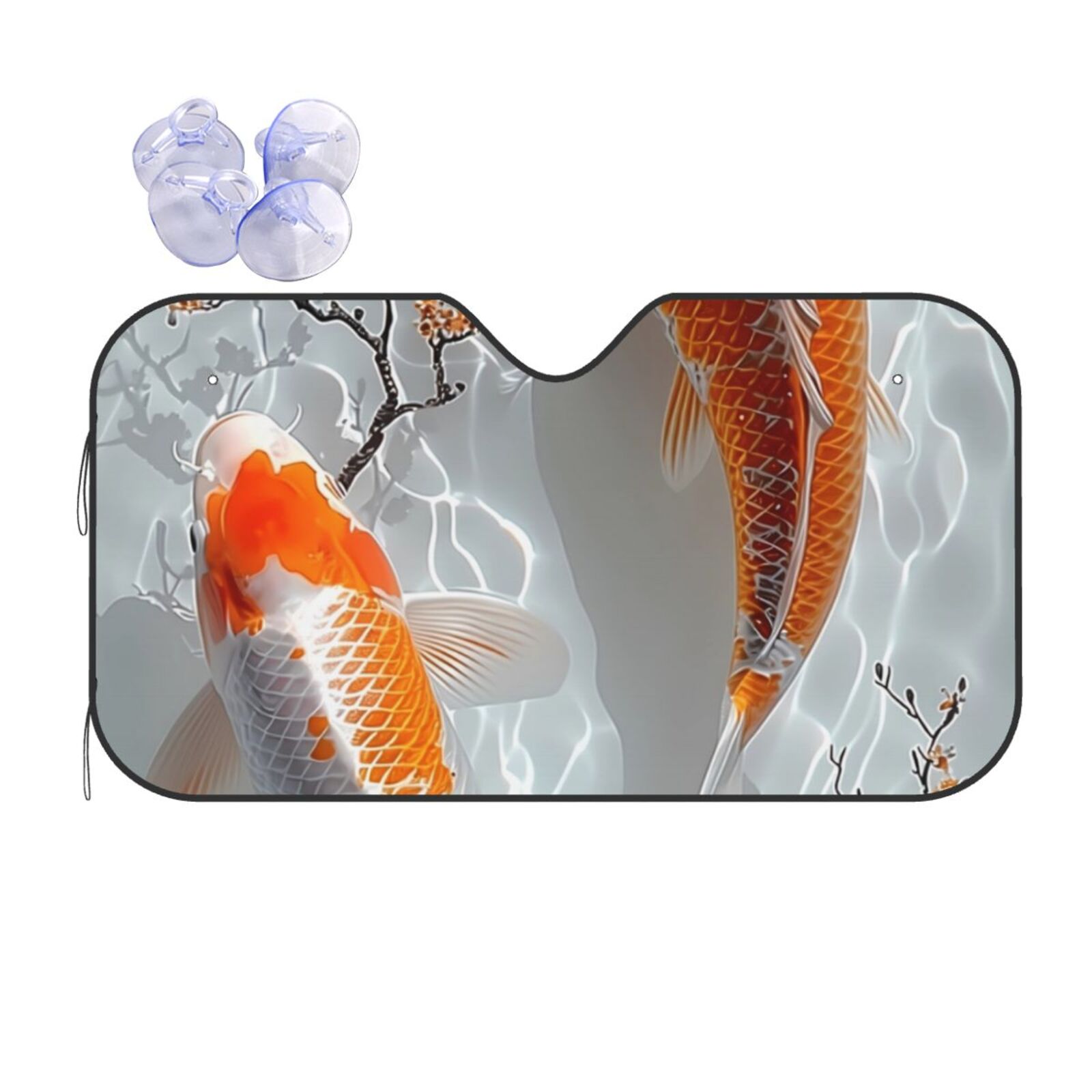 Matuu Koi Fish Water Print Foldable Front Window Car Windshield Sun ...