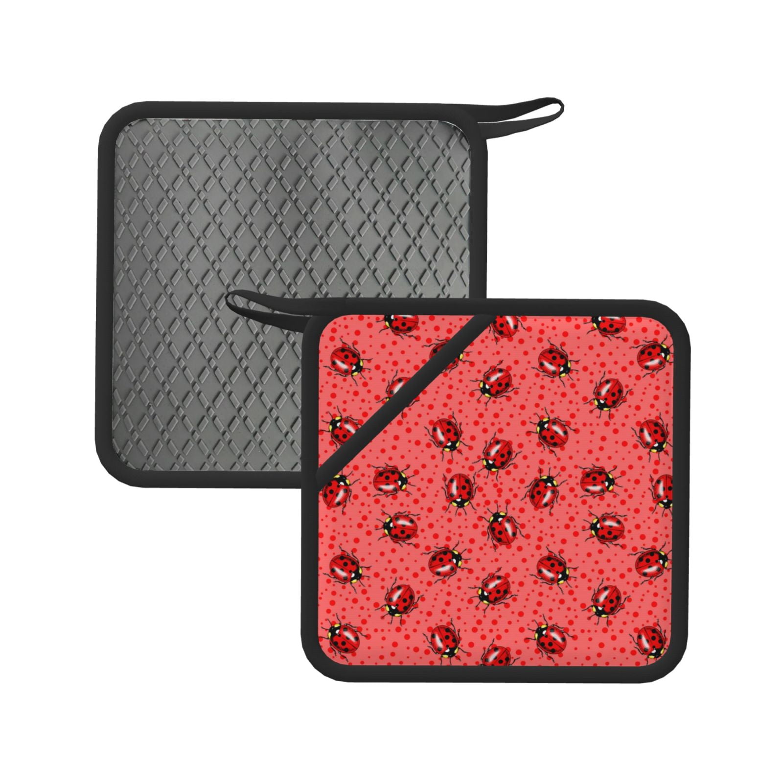 Matuu Ladybugs On Red Polka Dot for Square Silicone Anti-hot Pad for ...