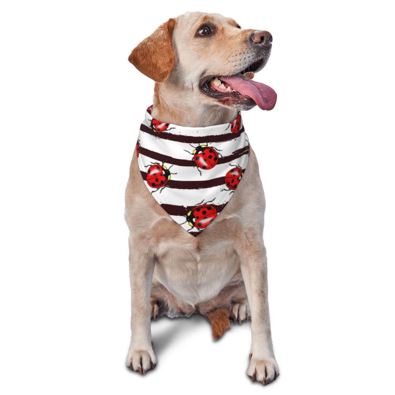 Matuu Ladybugs on Black and White Striped1 for Premium Soft Pet Scarf ...