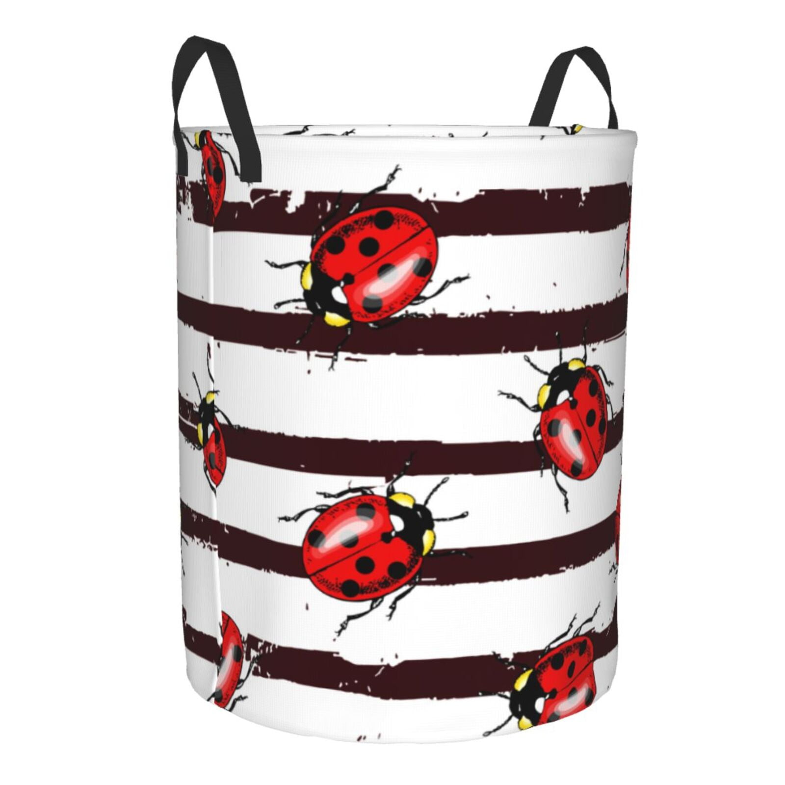 Matuu Ladybugs on Black and White Striped1 print Portable simple ...