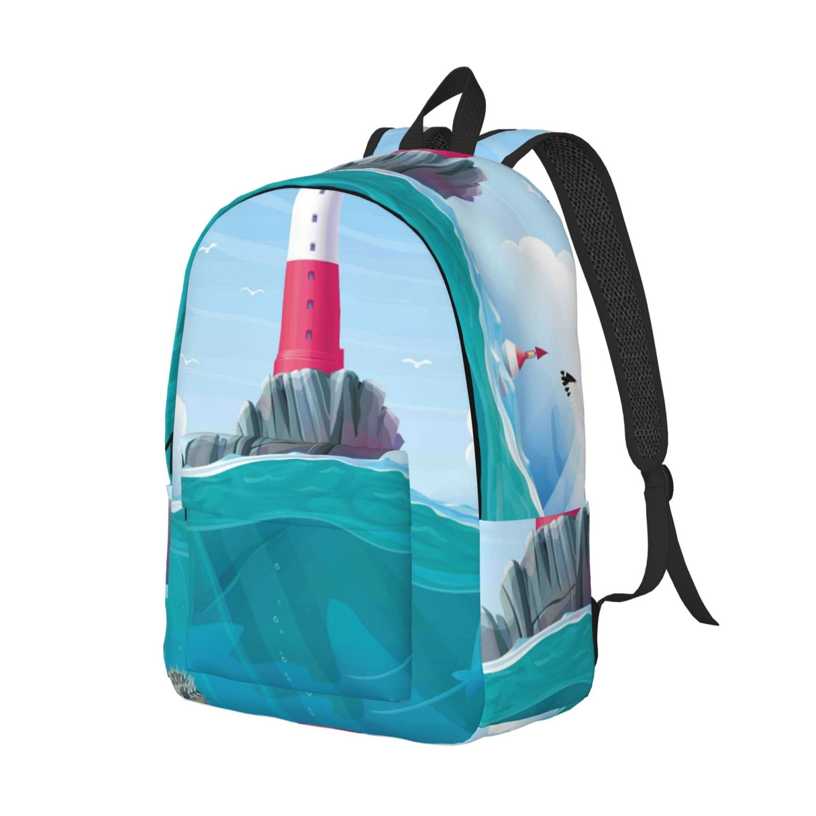 Matuu Lighthouse Sea Port for Canvas College Backpack for Men and Women ...
