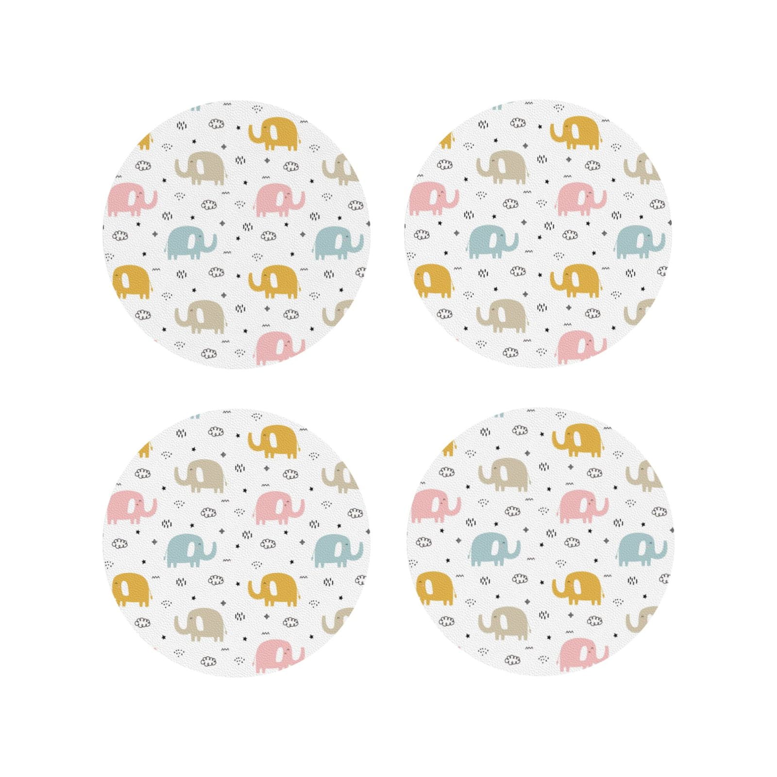 Matuu Little Elephant for Cup Coasters Set of 4 Leather Coasters Desk ...