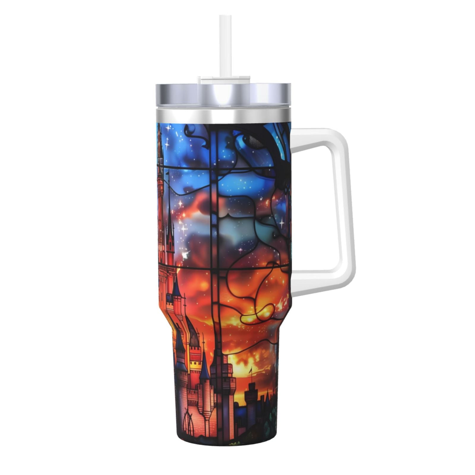 Matuu Magical Stained Glass Castle for 40OZ Ice Cup with Handle Durable ...