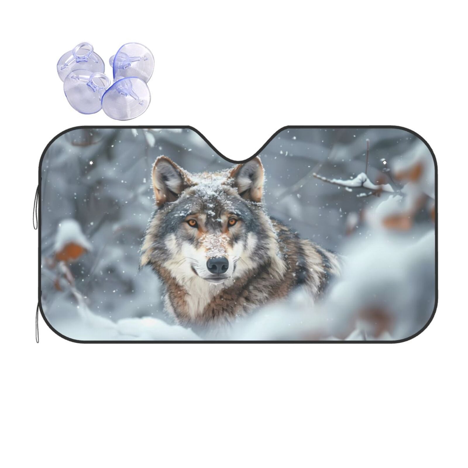 Matuu Majestic Snowy Wolf Print Foldable Front Window Car Windshield ...
