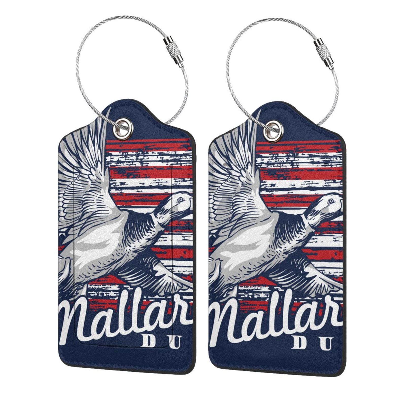 Matuu Mallard Duck With American Flag for Leather Luggage Tag Privacy ...