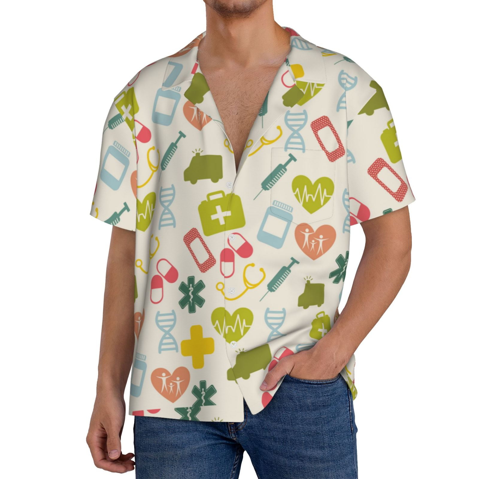 Matuu Medical Icons for Men's Short Sleeve Button Up Men's Casual ...