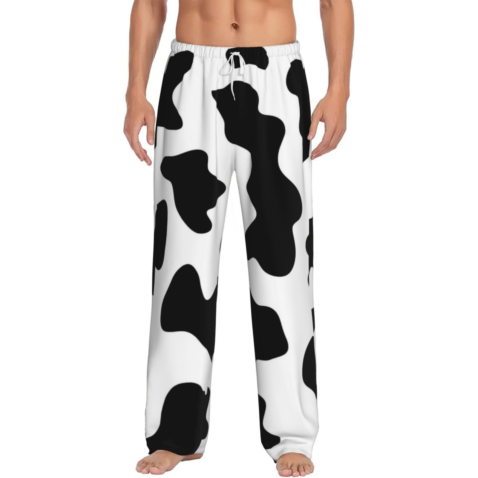 Matuu Milk Cow for Men's long straight-leg pajama pants, elastic ...