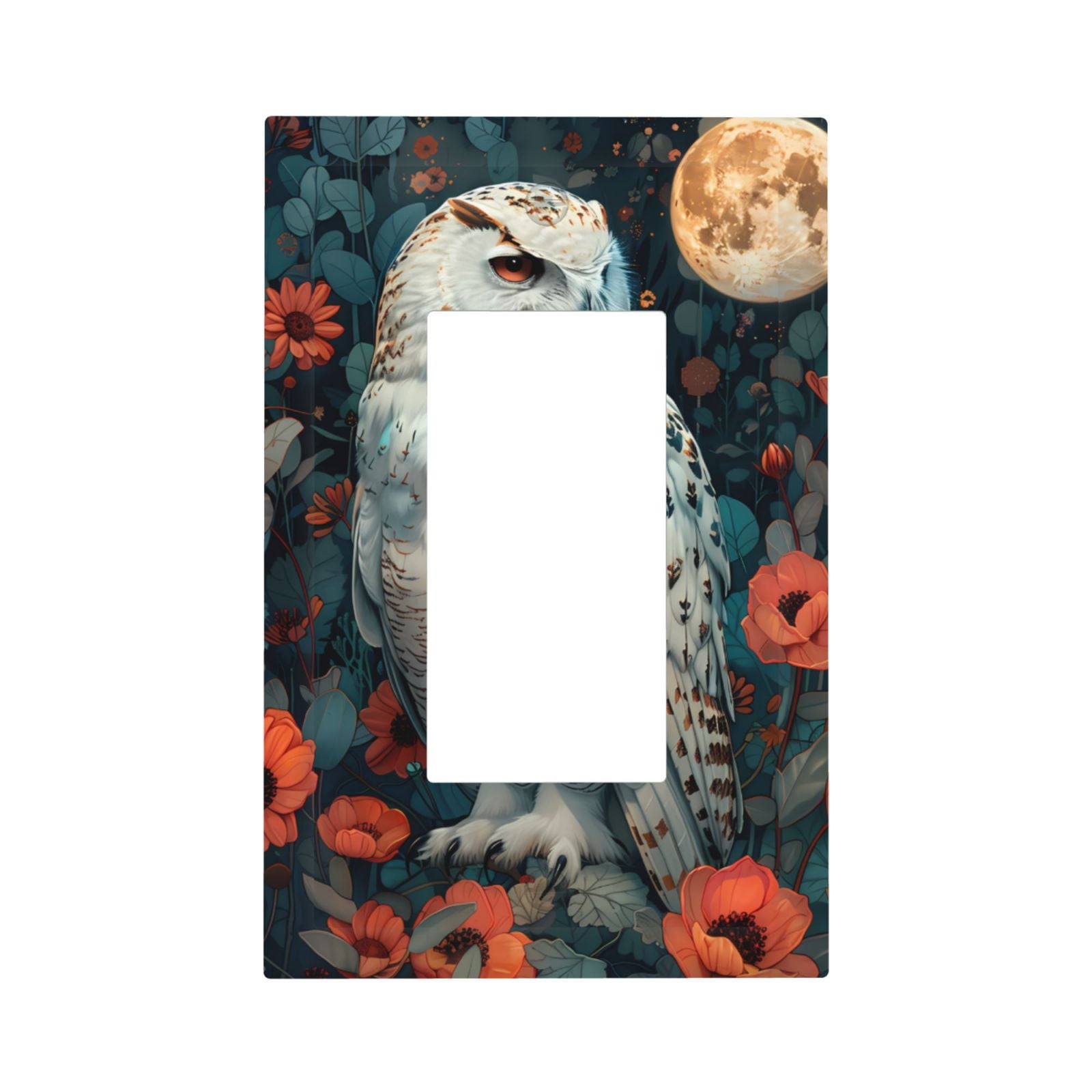 Matuu Moon Flower White Owl for Modern Decorative Wall Plate Switch ...