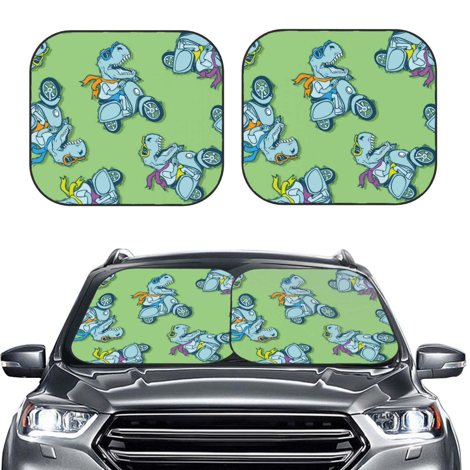 Matuu Motorcycle Riding Dinosaur 2 Piece Car Windshield Sun Shade ...