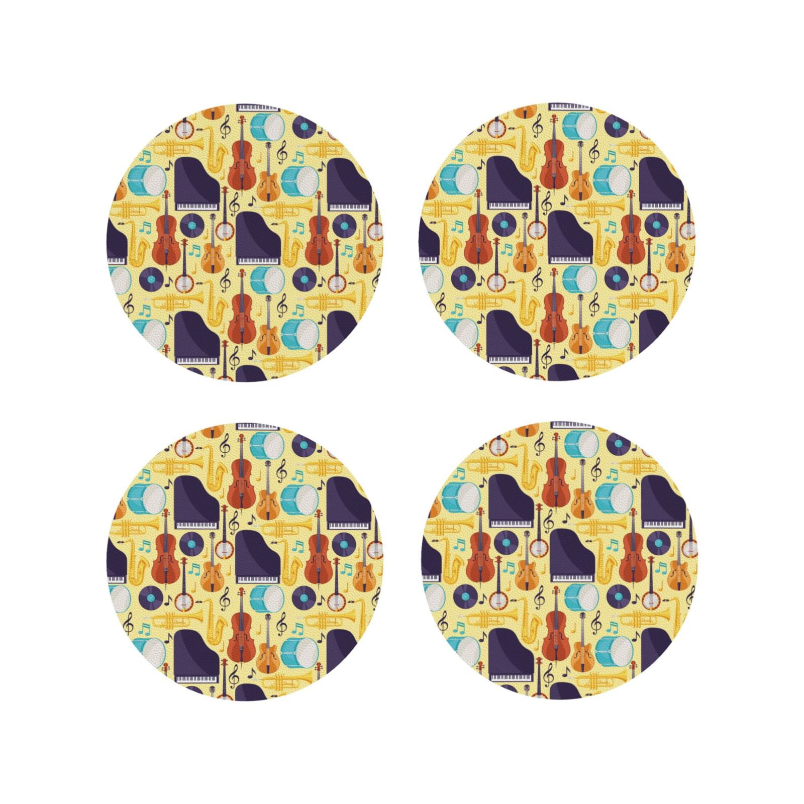 Matuu Musical Instruments for Cup Coasters Set of 4 Leather Coasters ...