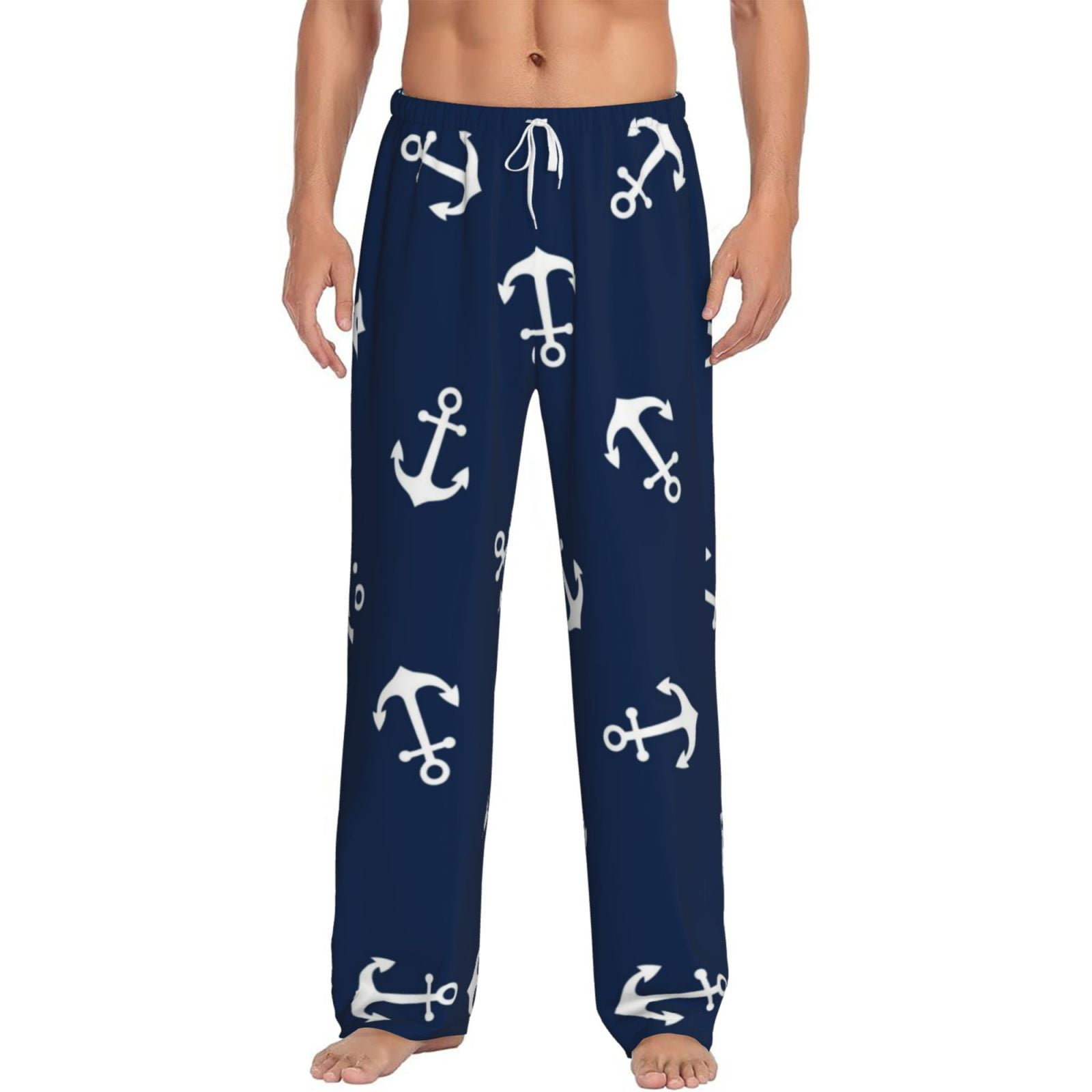 Matuu Nautical Themed Simple Anchors for Men's long straight-leg pajama ...