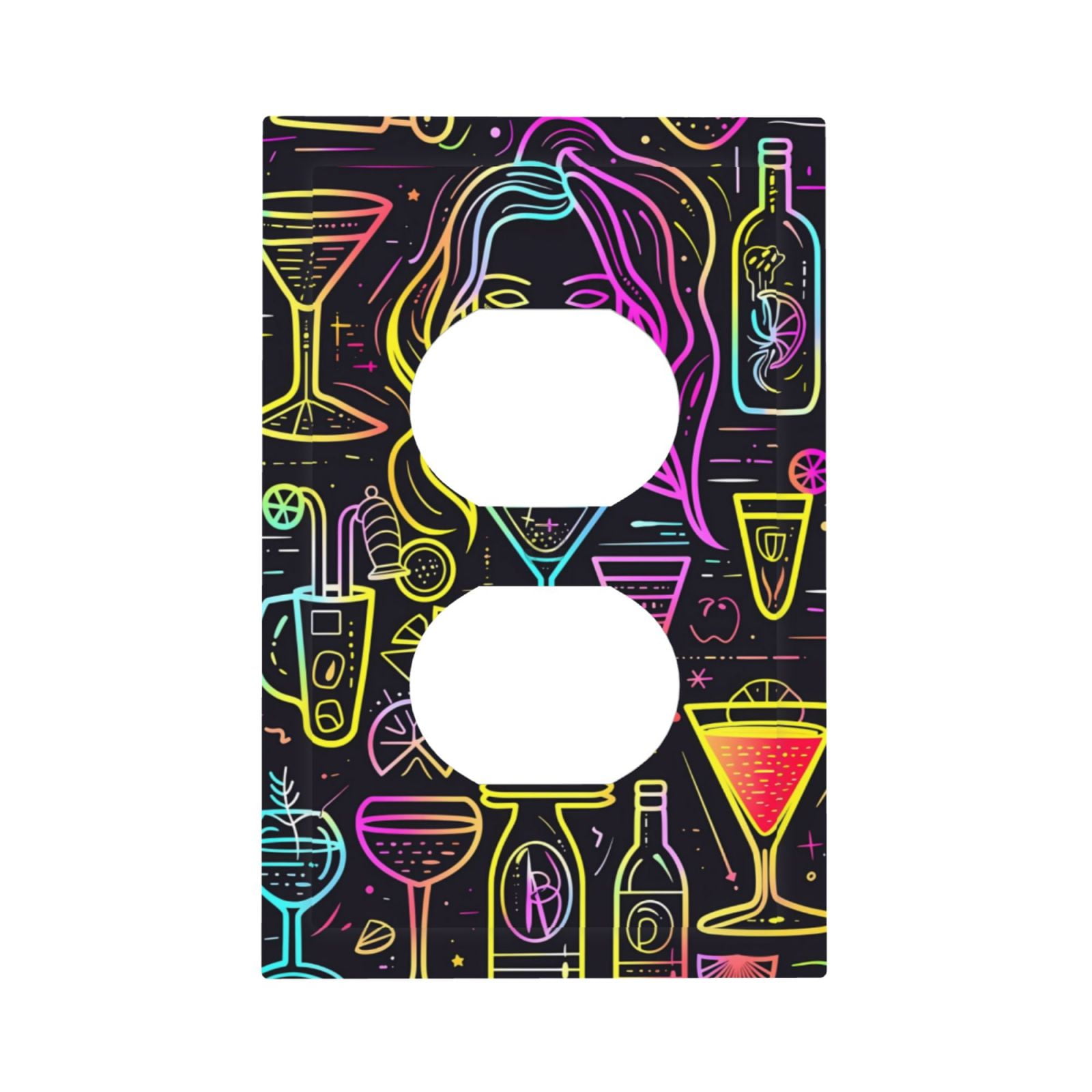 Matuu Neon Bar Drinks for Modern Decorative Wall Plate Switch Plate Outlet Cover for Light ...