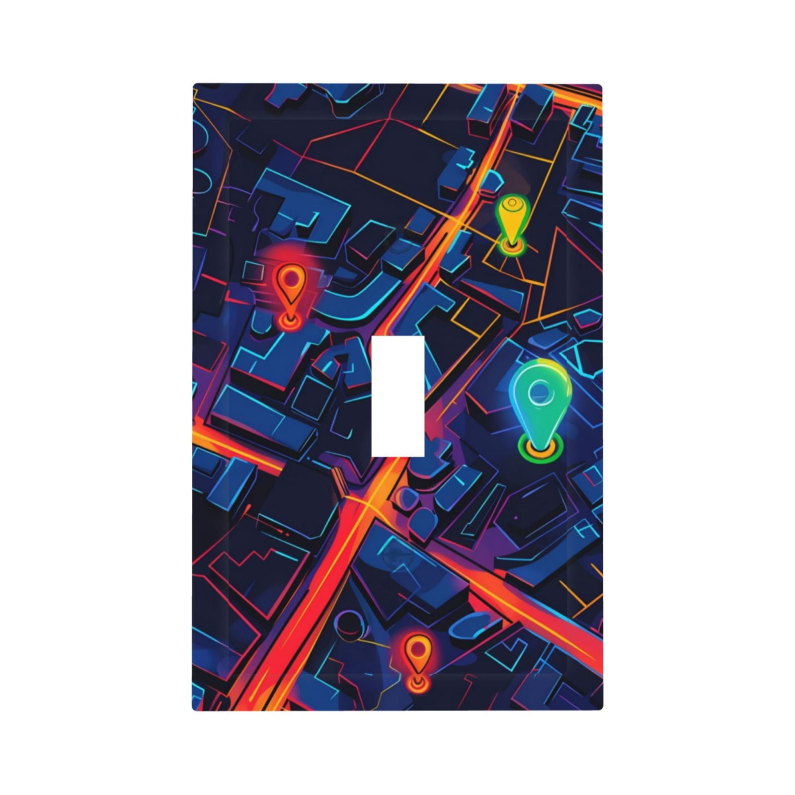 Matuu Neon City Map for Modern Decorative Wall Plate Switch Plate ...