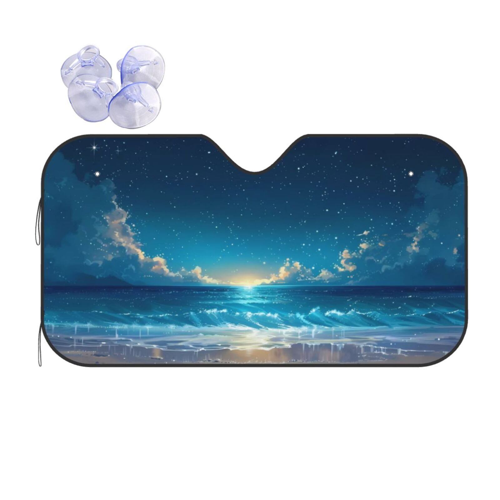 Matuu Night Sky Beach Scene Print Foldable Front Window Car Windshield ...
