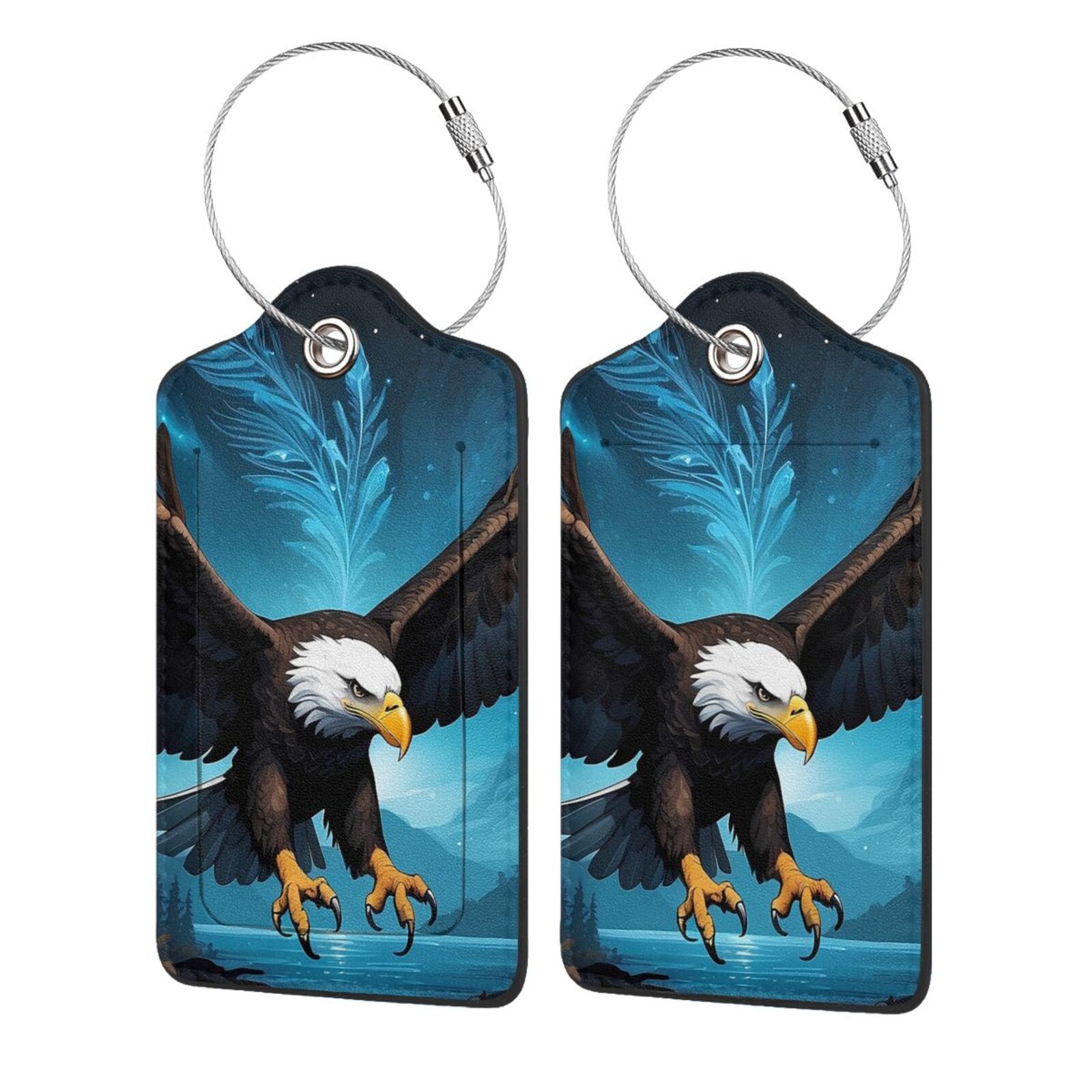 Matuu Night Sky Forest Bald Eagle for Leather Luggage Tag Privacy Cover ...