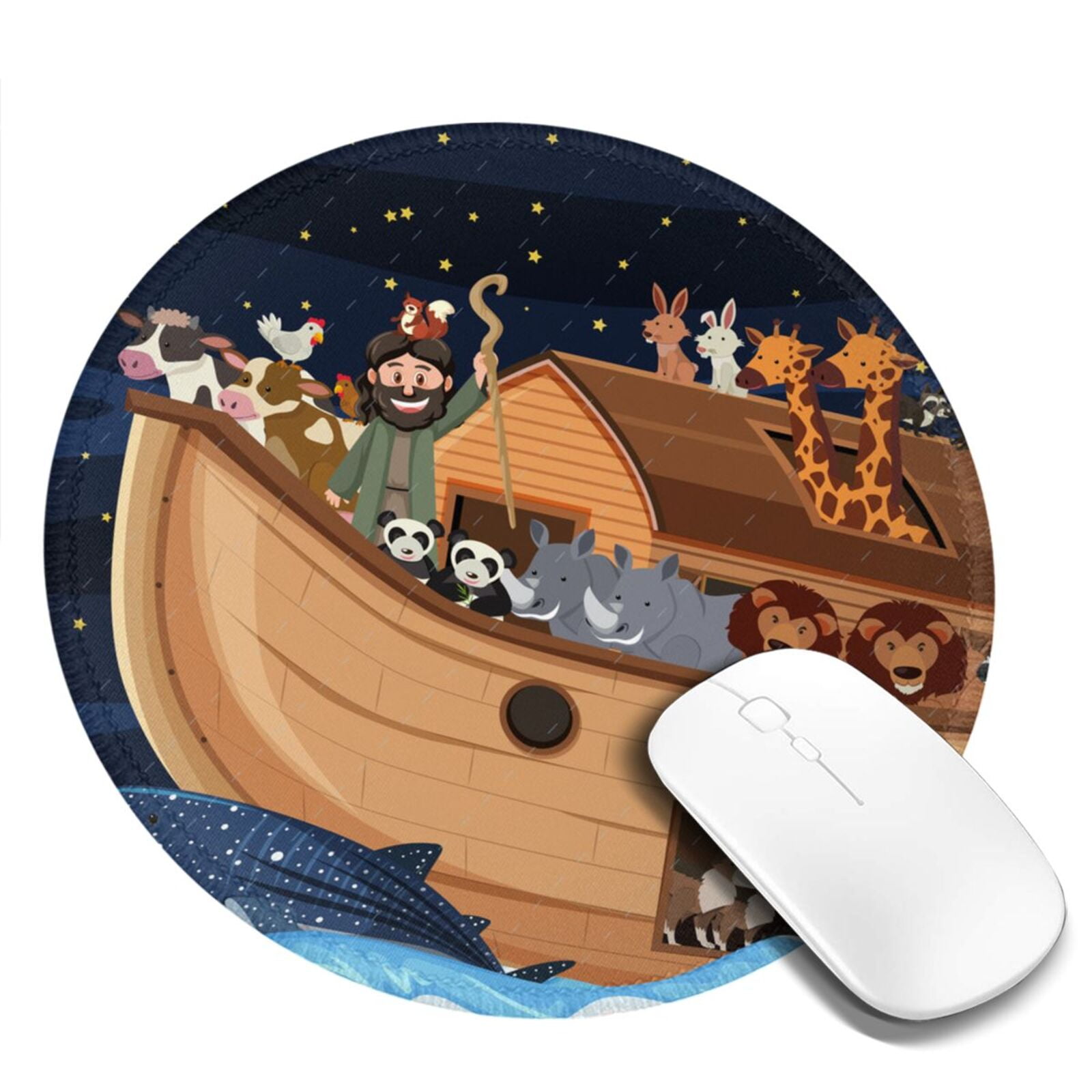 Matuu Ocean Scene with Noah's Ark Printed Round Mouse Pad, Non-Slip ...