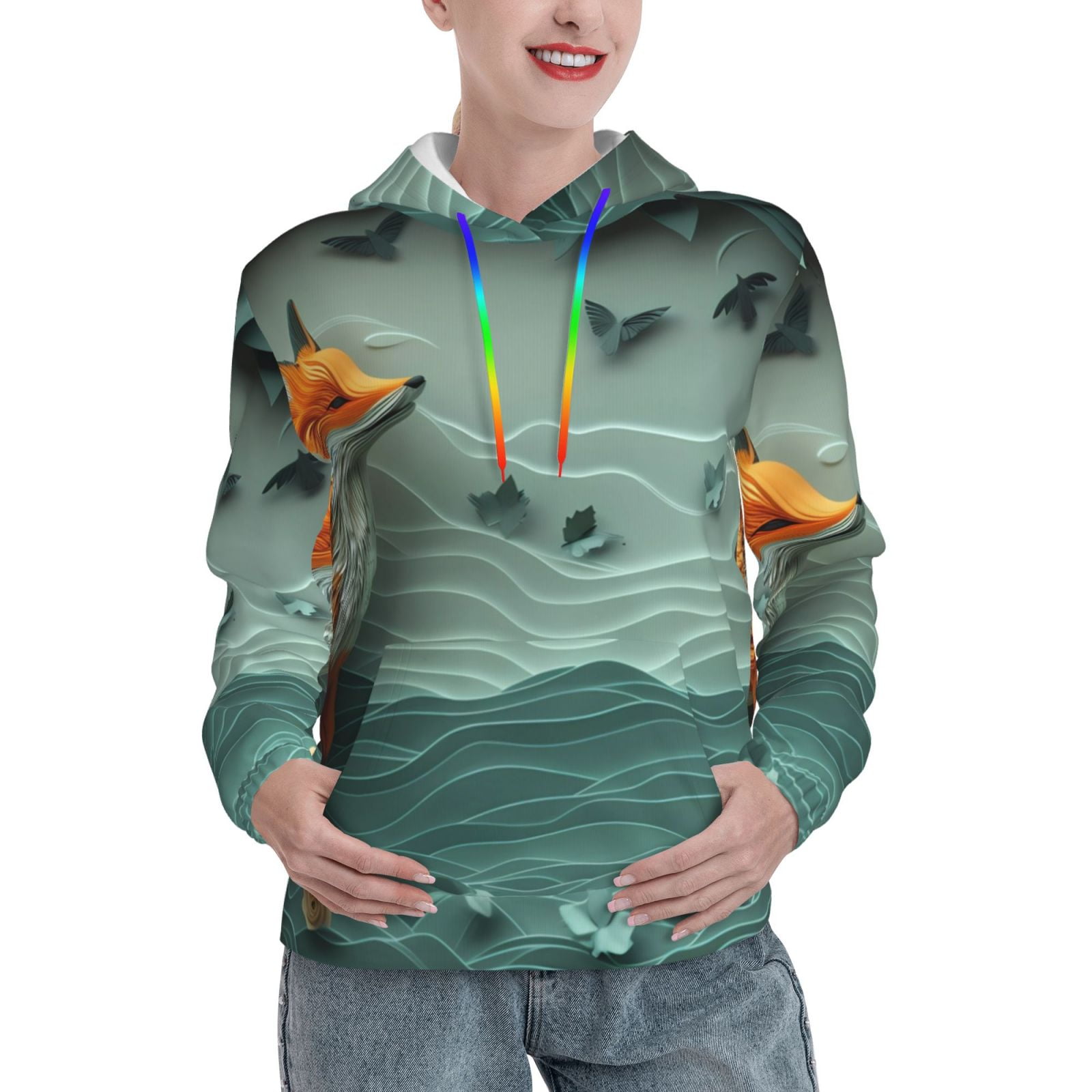 Matuu Paper Fox Crow Fantasy for Hoodies for Women Hoodie Pullover ...