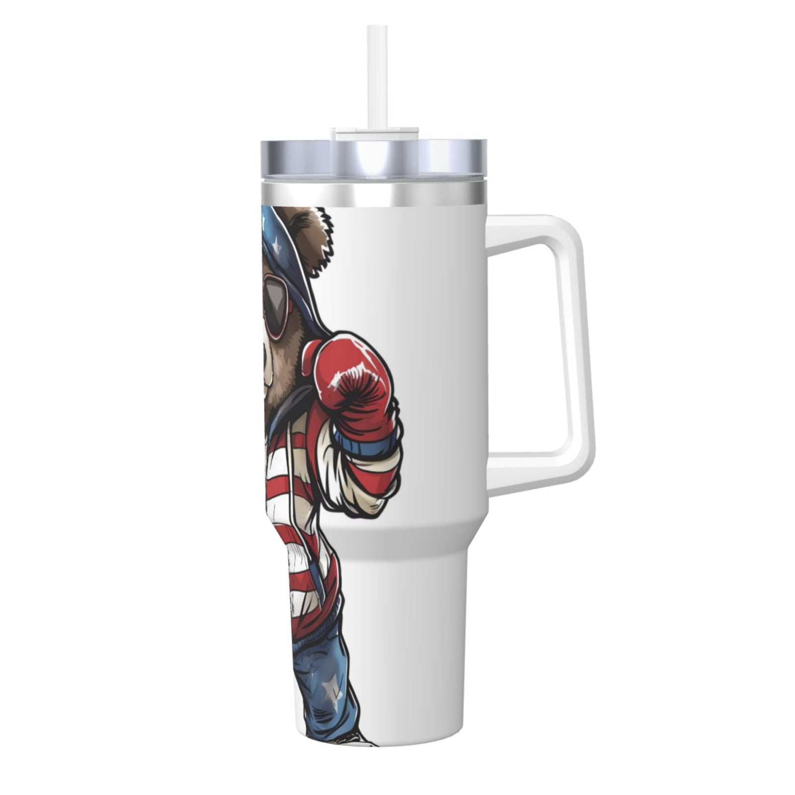 Matuu Patriotic Boxing Bear Art for 40OZ Ice Cup with Handle Durable ...