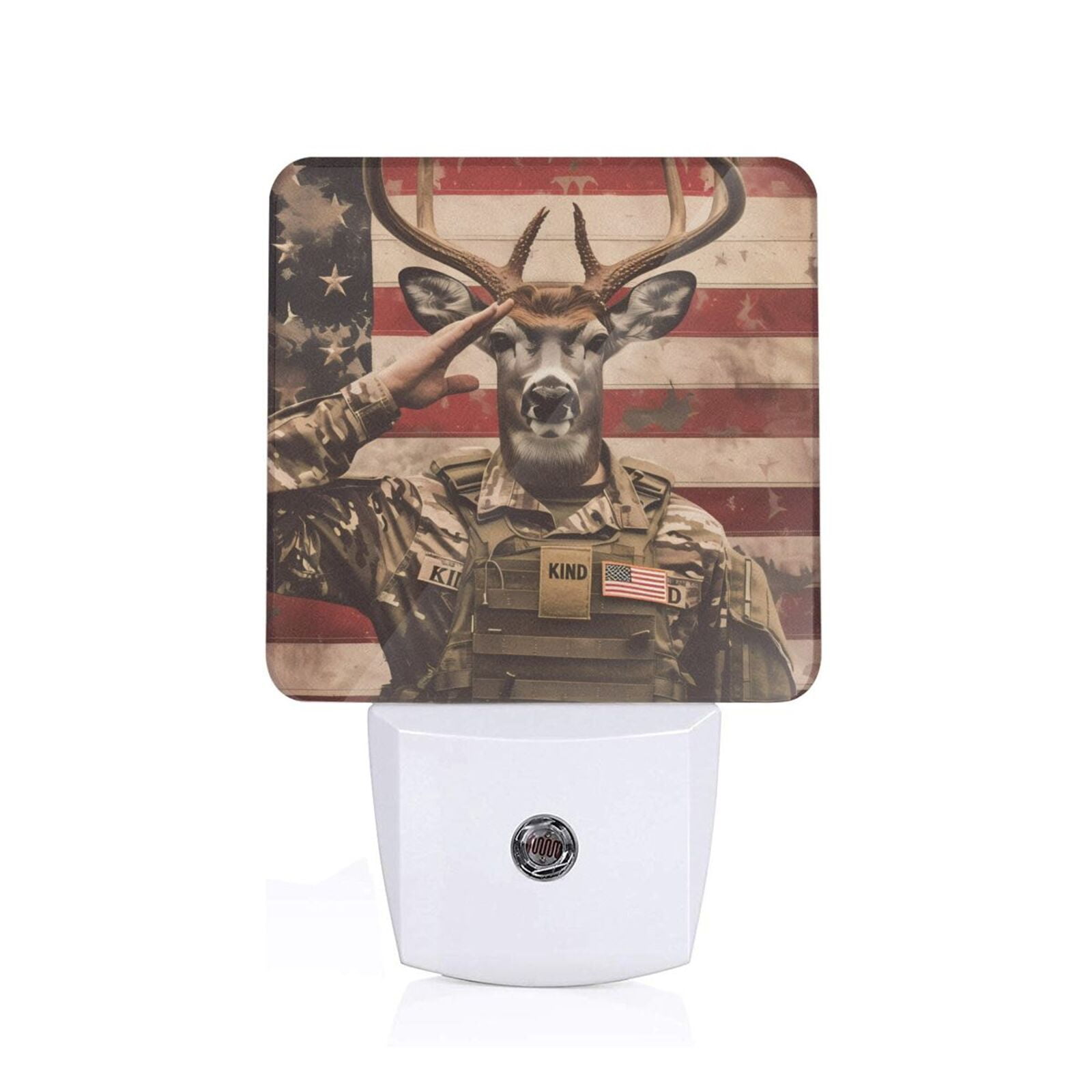 Matuu Patriotic Deer Soldier Salute for LED Night Lights Plug into Wall ...