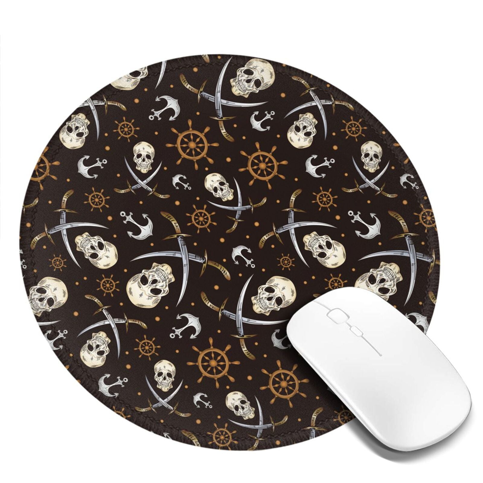Matuu Pirate Skulls Printed Round Mouse Pad, Non-Slip Ergonomic Mouse ...